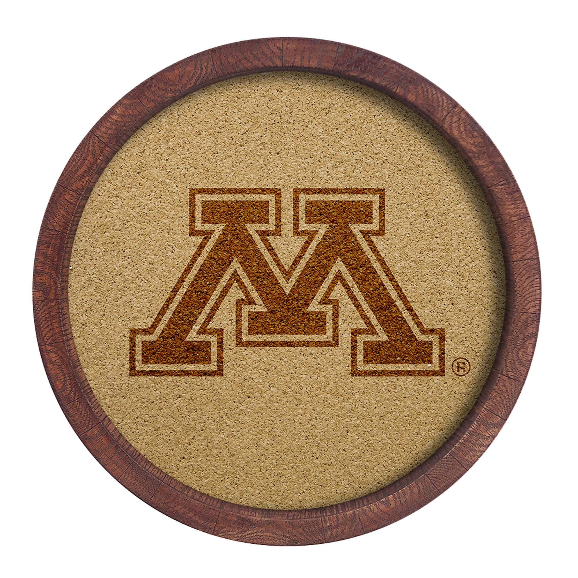 Minnesota Golden Gophers 20.25'' Round Faux Barrel Framed Cork Board ...