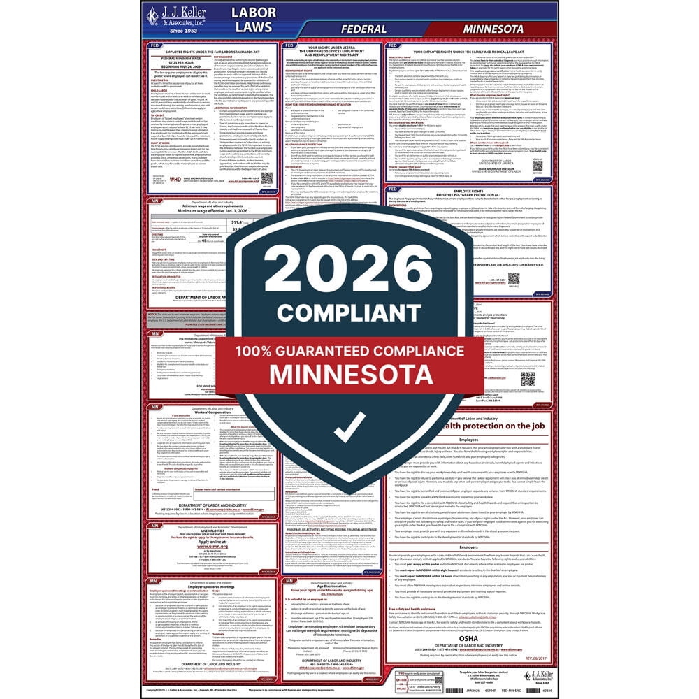 Minnesota Labor Law Poster, All-in-One OSHA Compliant MN State ...