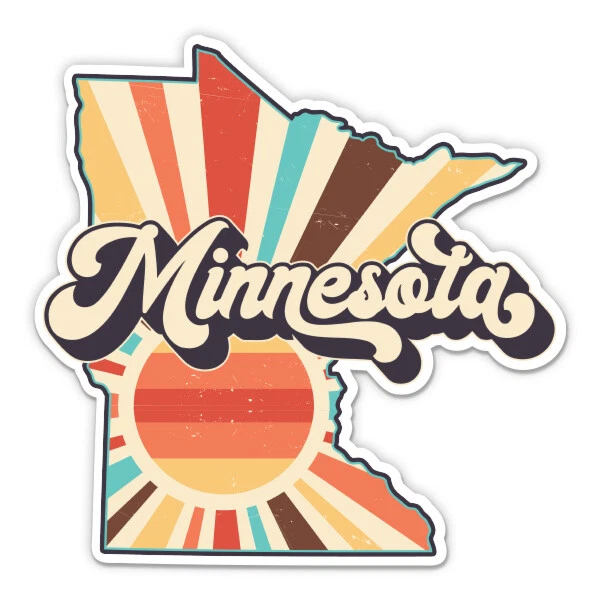 Minnesota Retro Style State Sticker Phone Decal Water Bottle Stickers ...