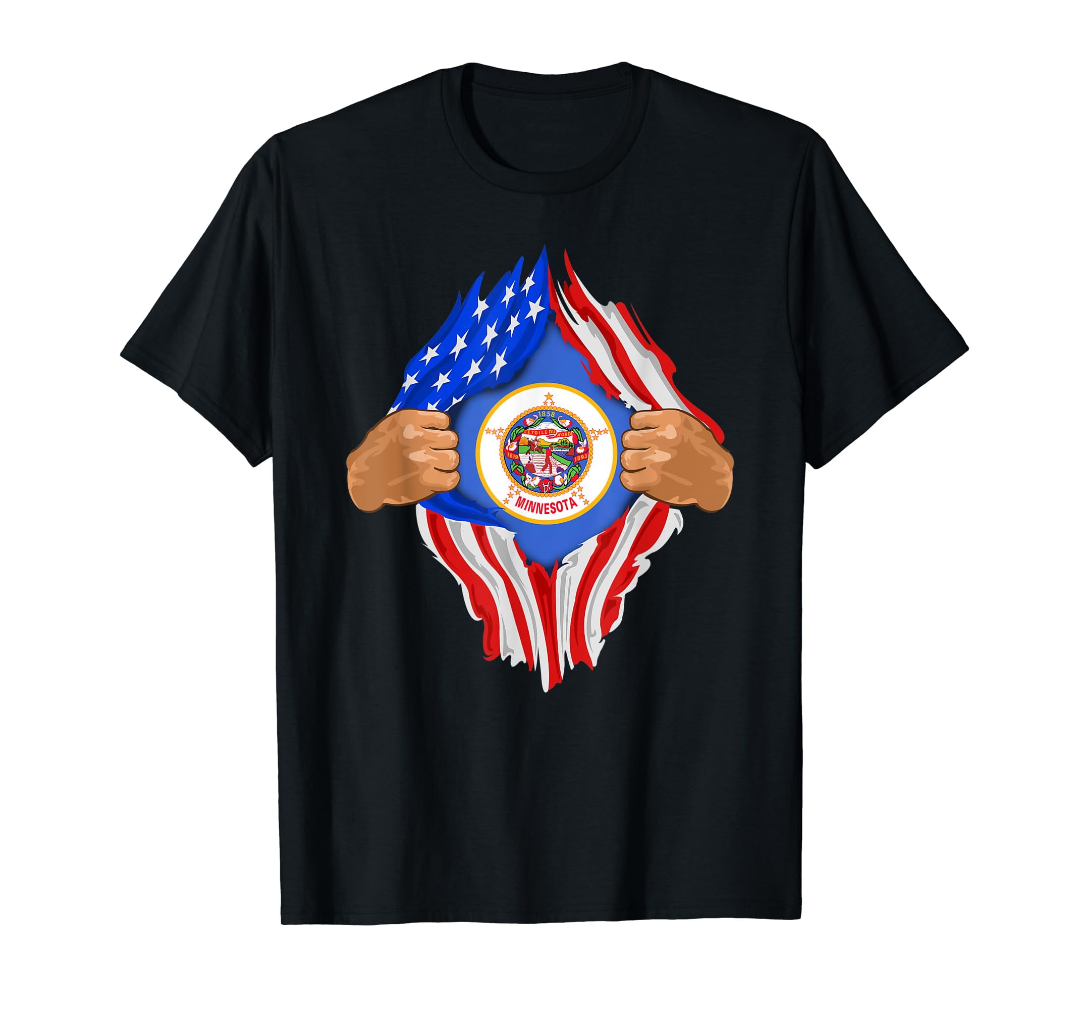Minnesota Roots Inside State Flag | American Proud Tee T-Shirt ...