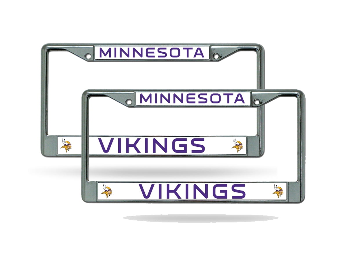 Minnesota SKOL Vikings NFL Chrome Metal (2) License Plate Frame Set ...
