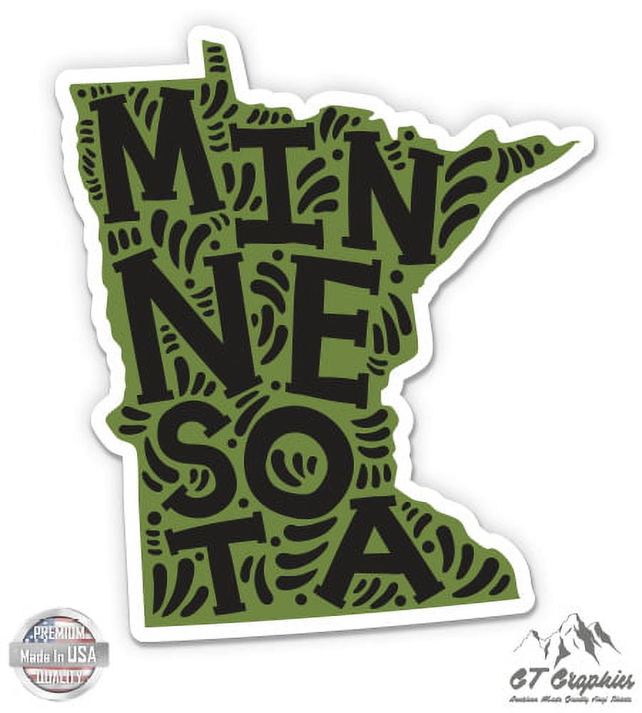 Minnesota Shape Cute Letters Native Local - 12" Vinyl Sticker ...