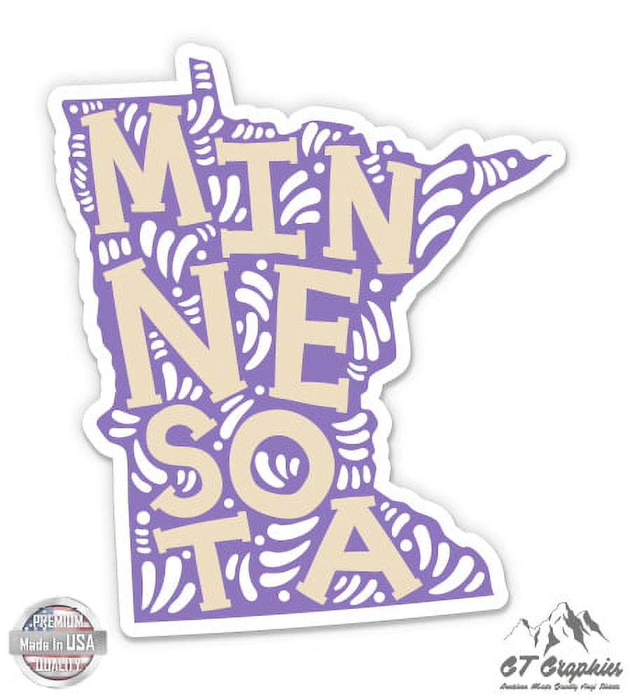 Minnesota Shape Cute Letters Native Local - 8" Vinyl Sticker - For Car ...
