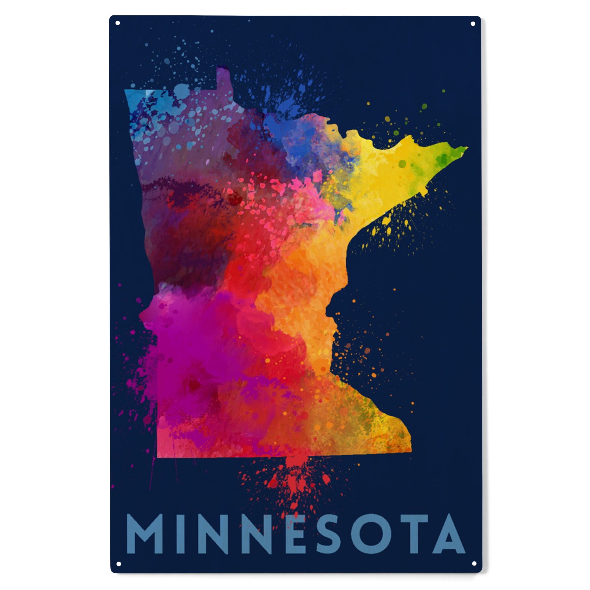Minnesota, State Abstract Watercolor, Dark Background Birch Wood Wall ...