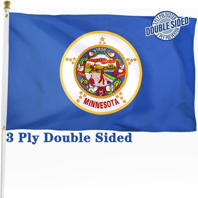 Minnesota State Flag 3x5 ft Double Sided, Heavy Duty 3 Ply Durable ...