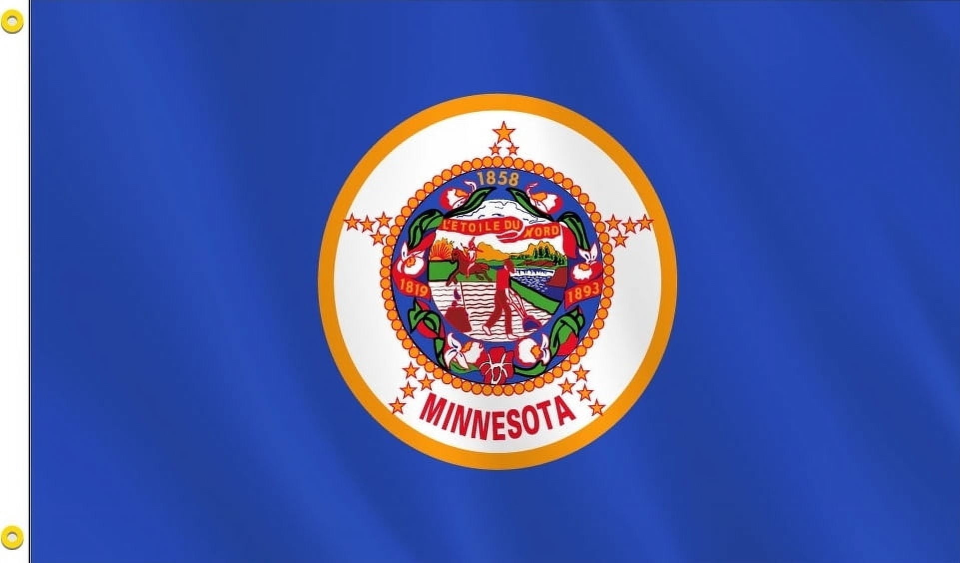 Minnesota State Flag, Nylon, 3' x 5', 100% Made in USA, Canvas Header ...