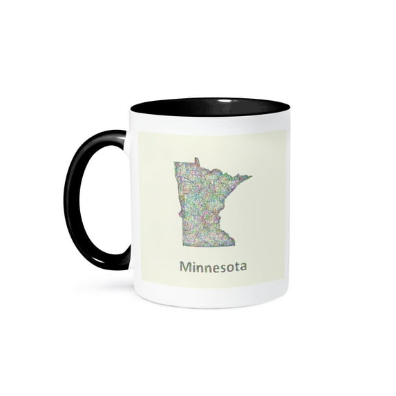 3drose, Minnesota State Map - Colorful Line Art Graphic Design, 11oz ...