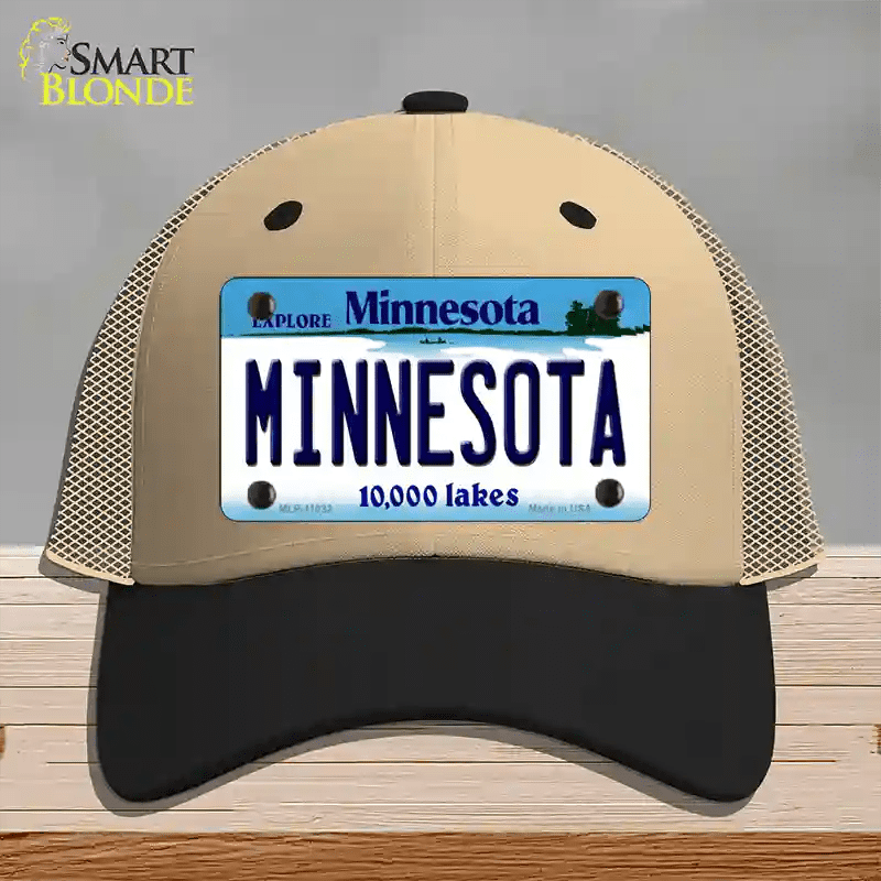 Minnesota State Novelty License Plate Hat Mesh Khaki|Black - Walmart.com