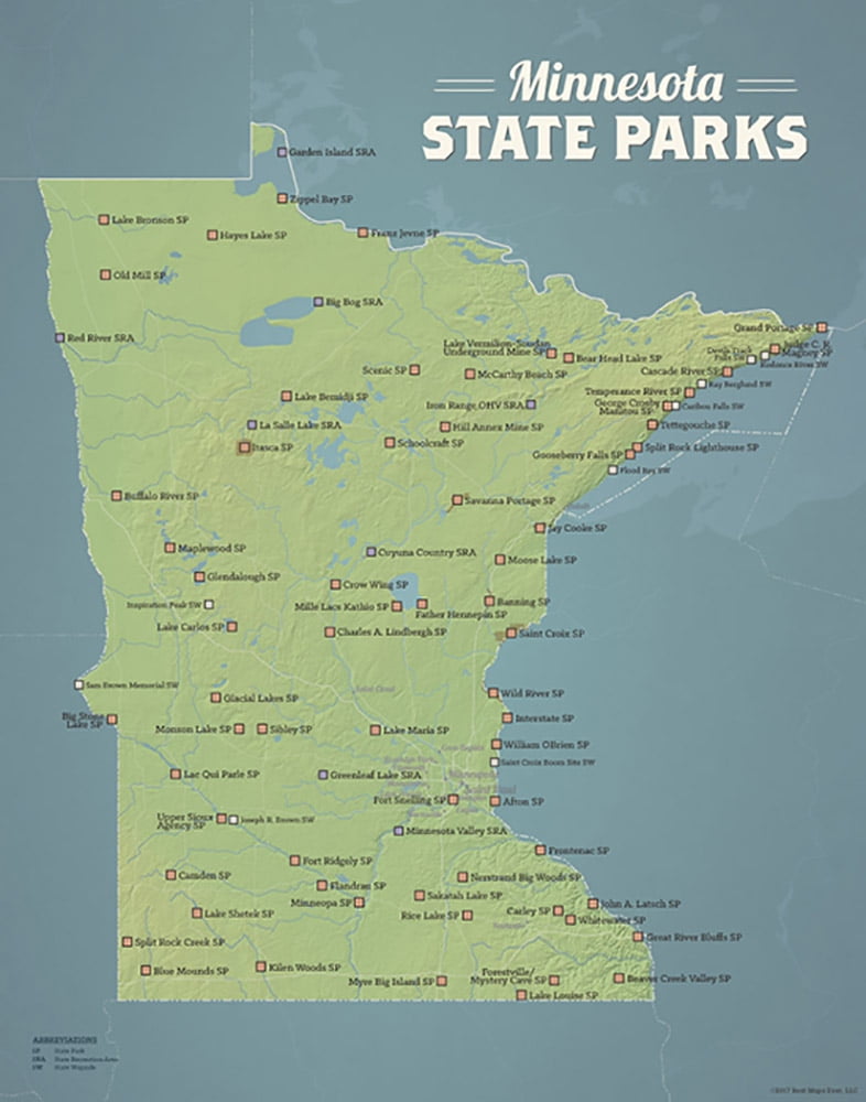 Minnesota Comprehensive State Parks & Recreation Areas Map, 11x14 Print ...