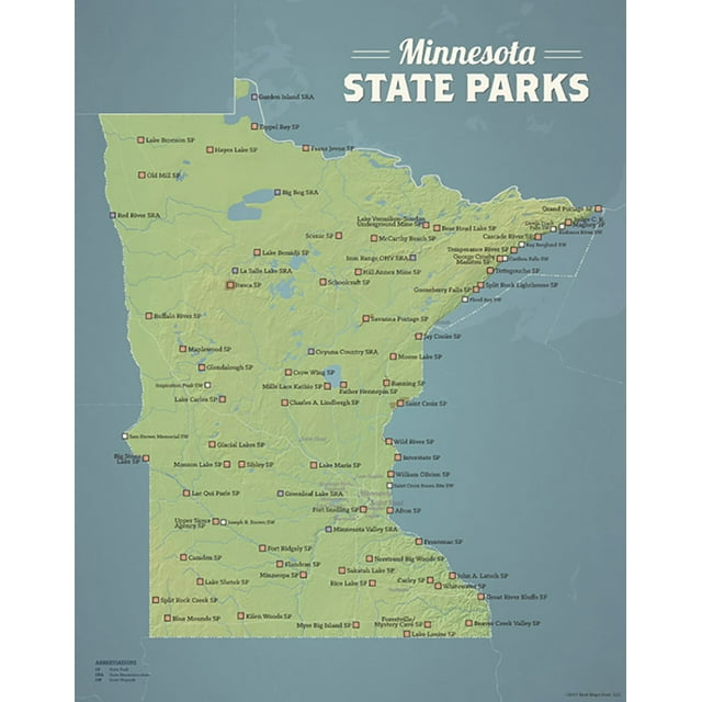 Minnesota Comprehensive State Parks & Recreation Areas Map, 11x14 Print ...