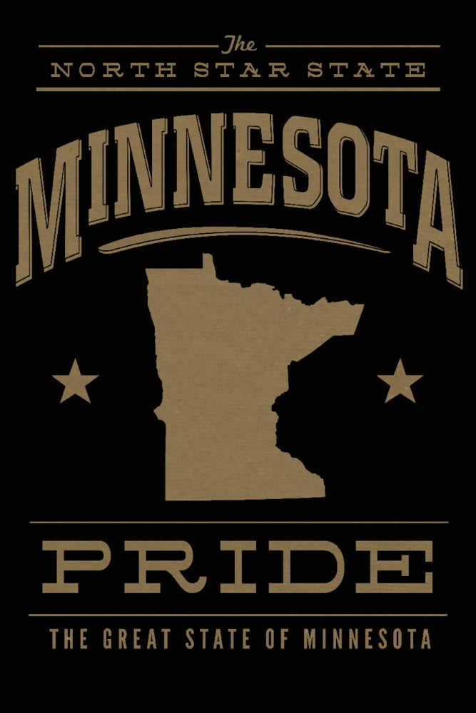 Minnesota State Pride, Gold on Black (16x24 Giclee Gallery Art Print ...