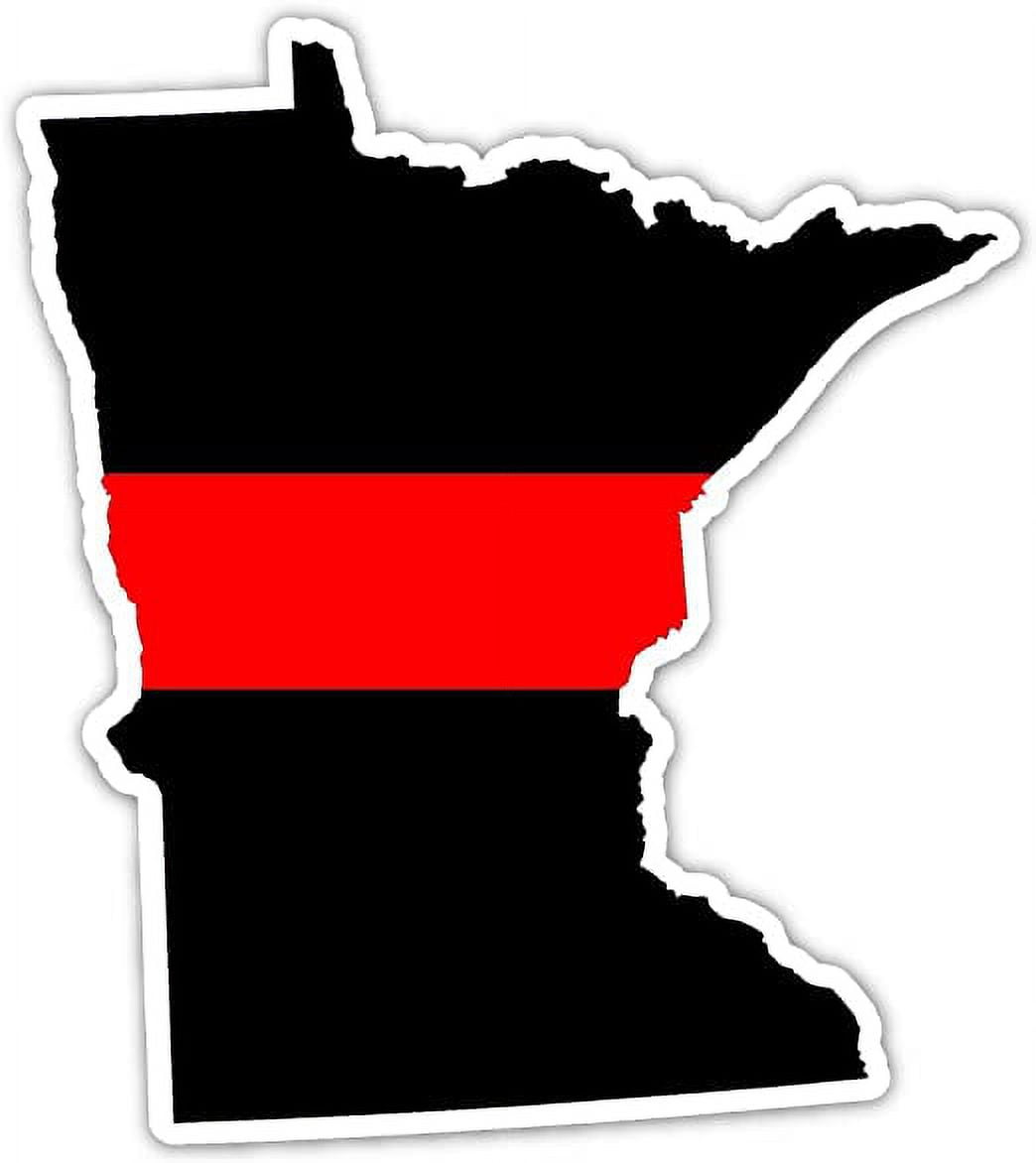 Minnesota State Shape Fireman Red Line Ribbon Sticker Decal 4x5 in ...