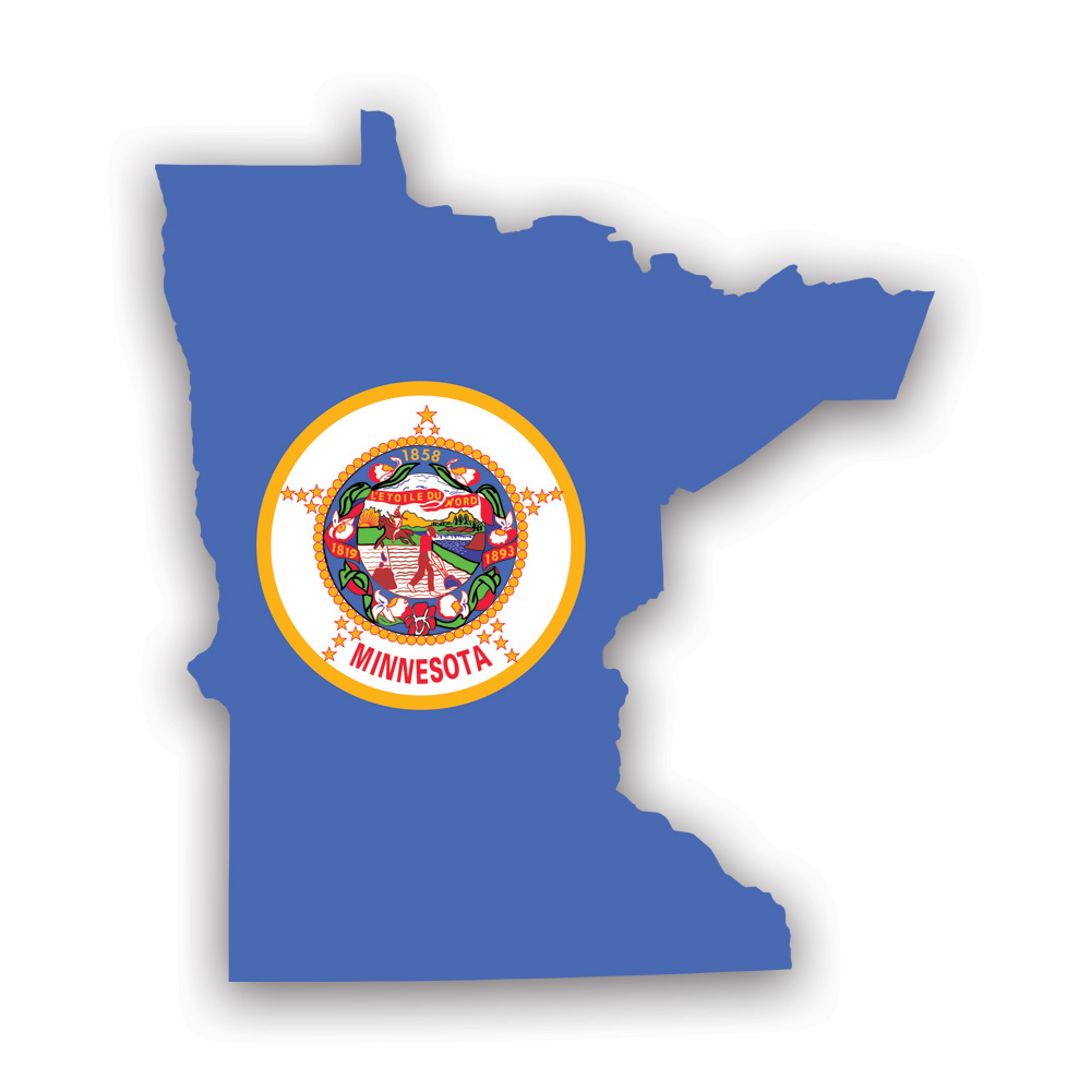 Minnesota State Shaped Flag Sticker Decal - Self Adhesive Vinyl ...