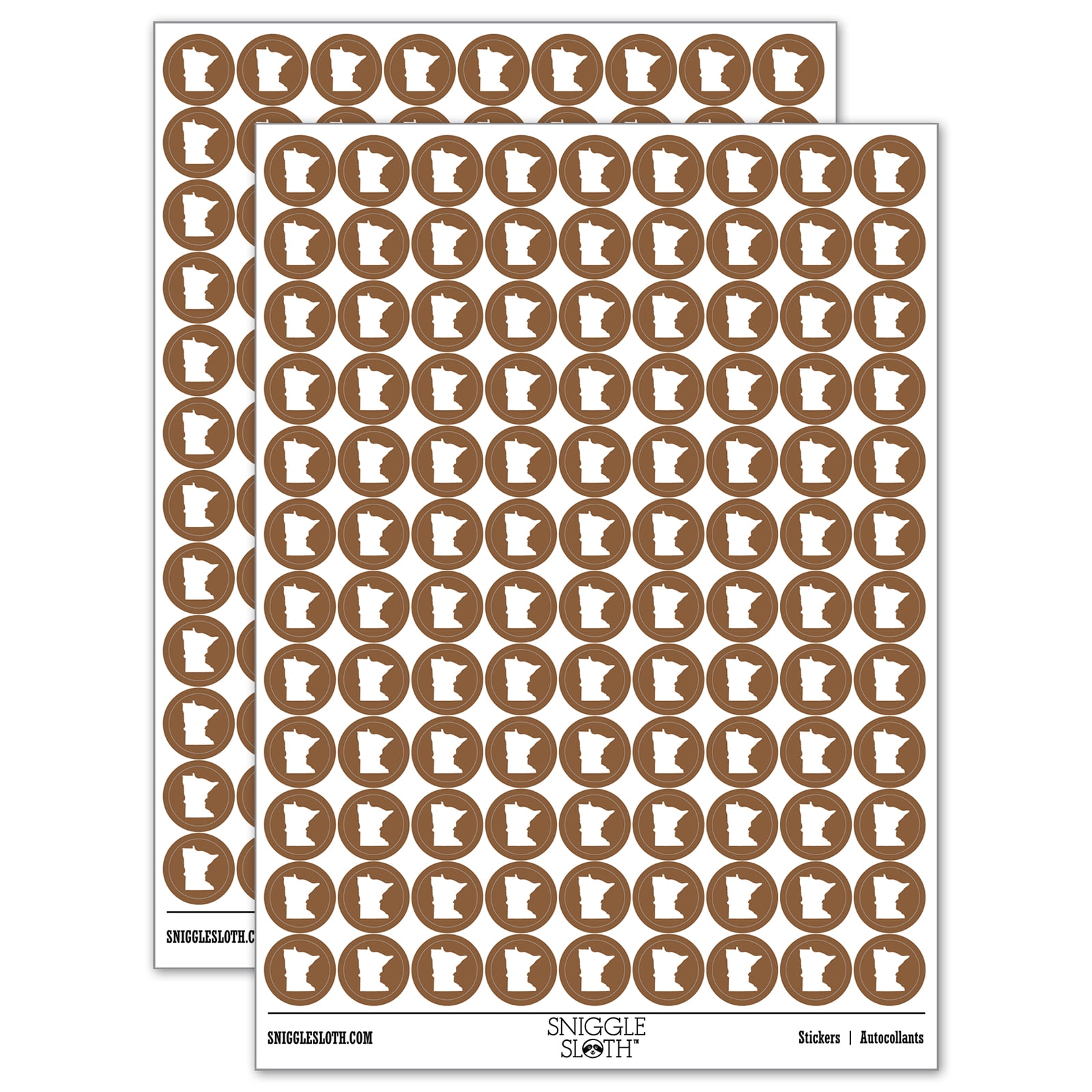 Minnesota State Silhouette 200+ Round Stickers - Brown - Gloss Finish ...