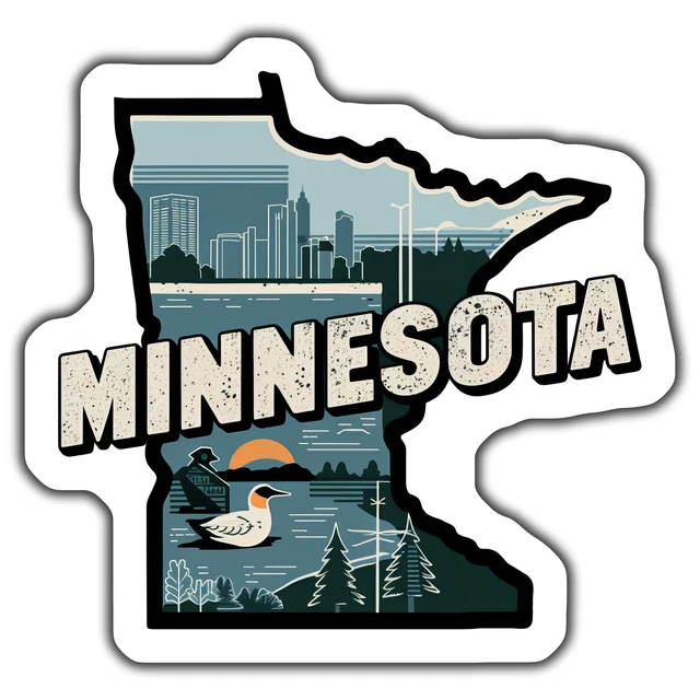 Minnesota State Sticker, Scenic Minnesota Decal, Minnesota Souvenir ...