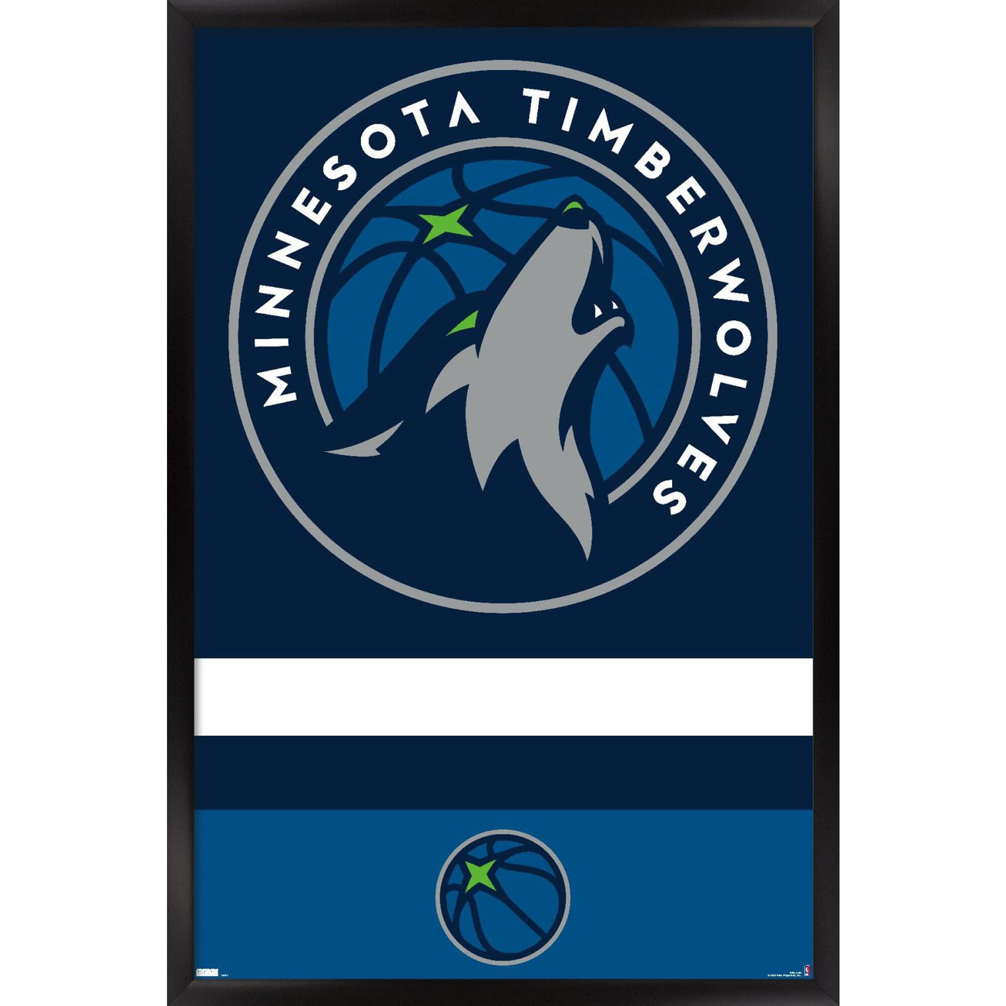 Minnesota Timberwolves 35.75'' x 24.25'' Framed Logo Poster - Walmart.com