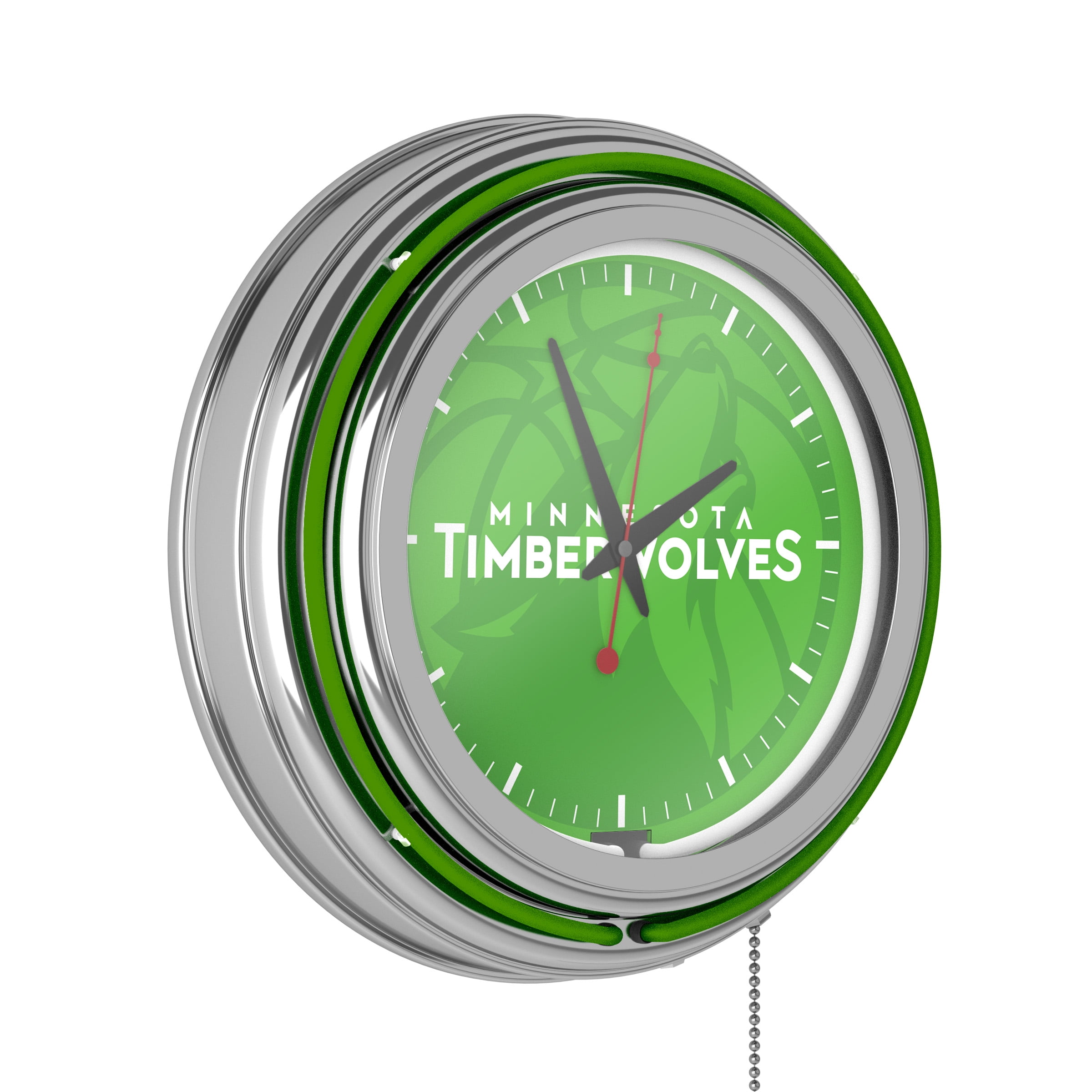 Minnesota Timberwolves Fade Retro Neon Analog Wall Clock with Pull ...