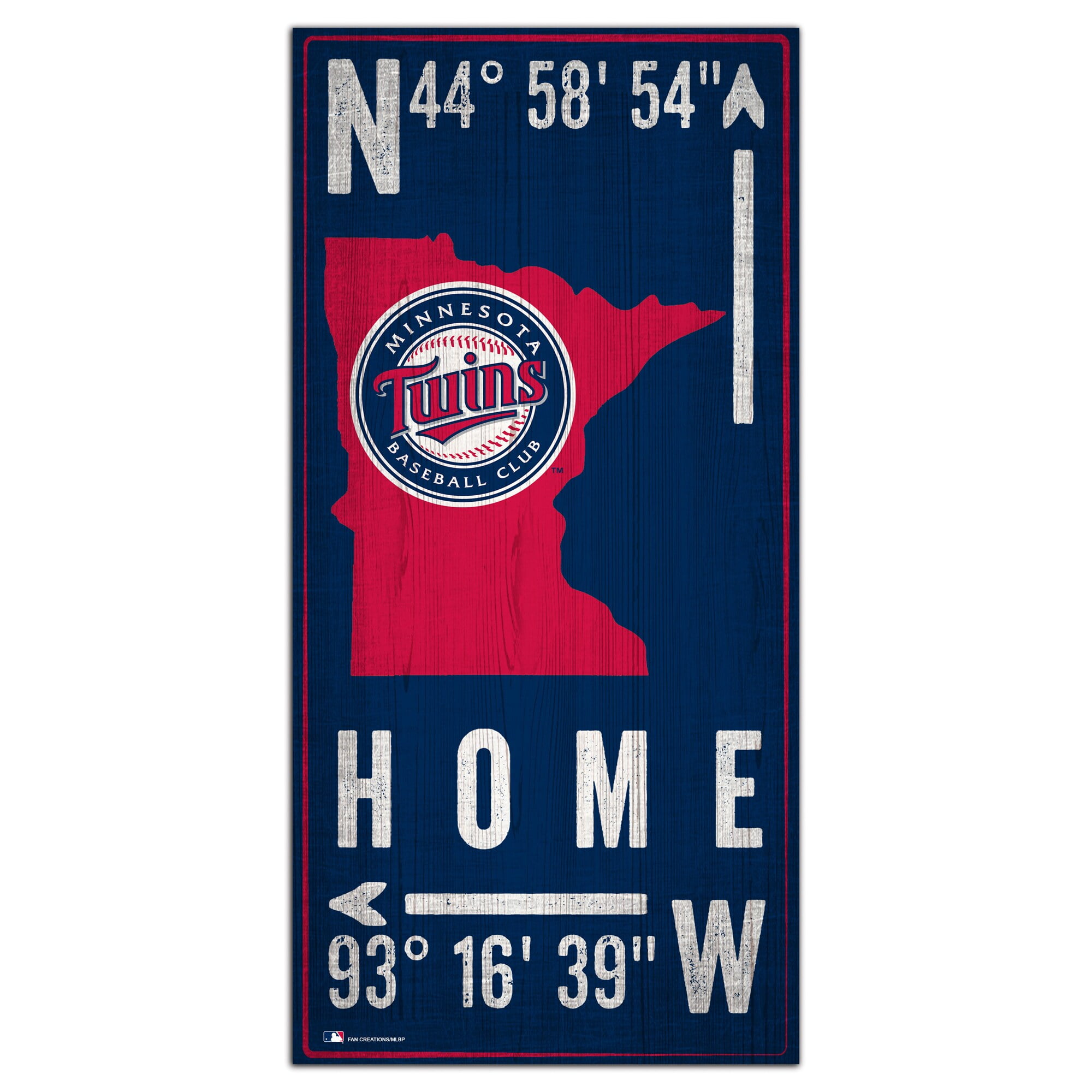 Minnesota Twins 6'' x 12'' Team Coordinate Sign - Walmart.com