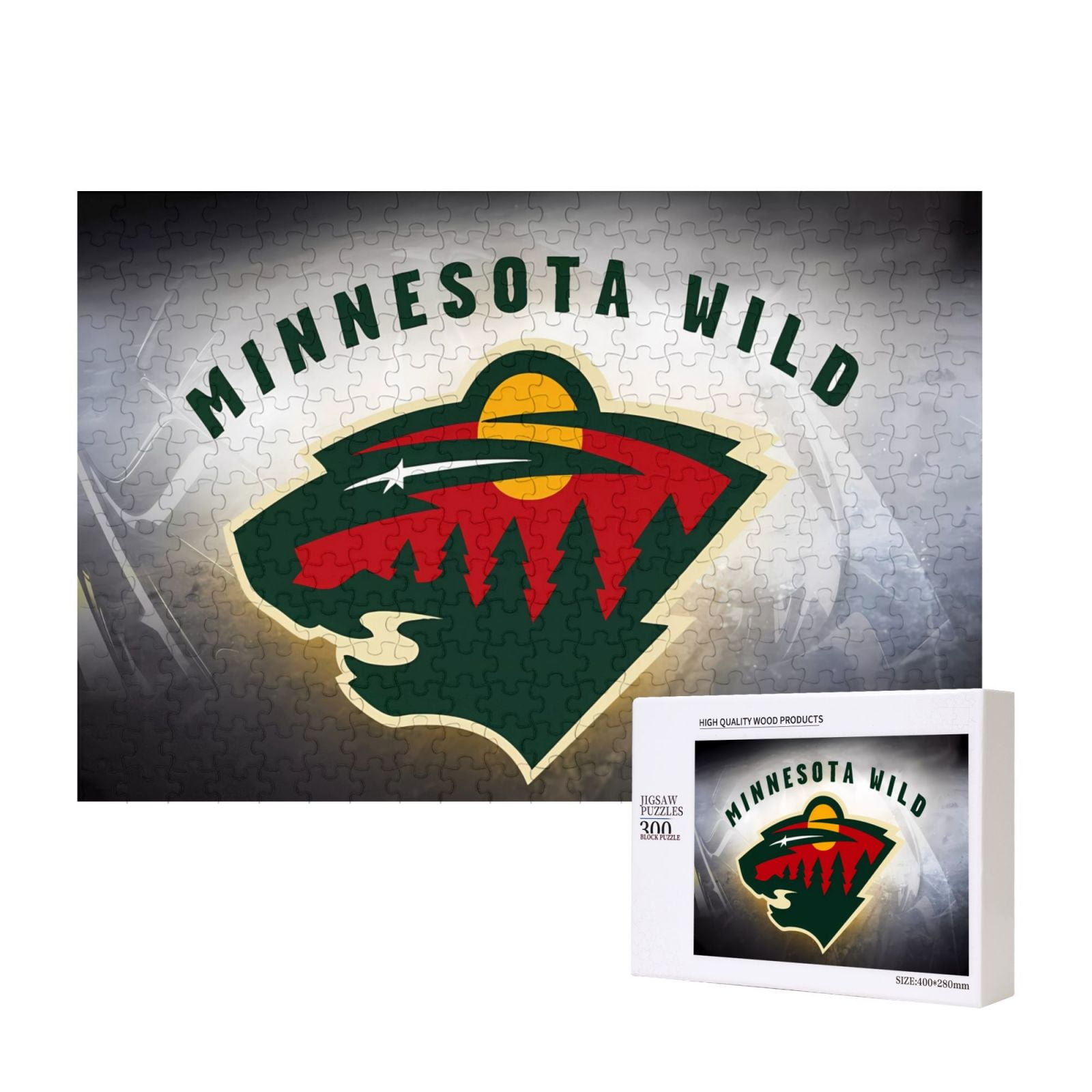 Minnesota_Wild Ice Hockey Team Custom 300 Piece Wooden Jigsaw Puzzle, a ...