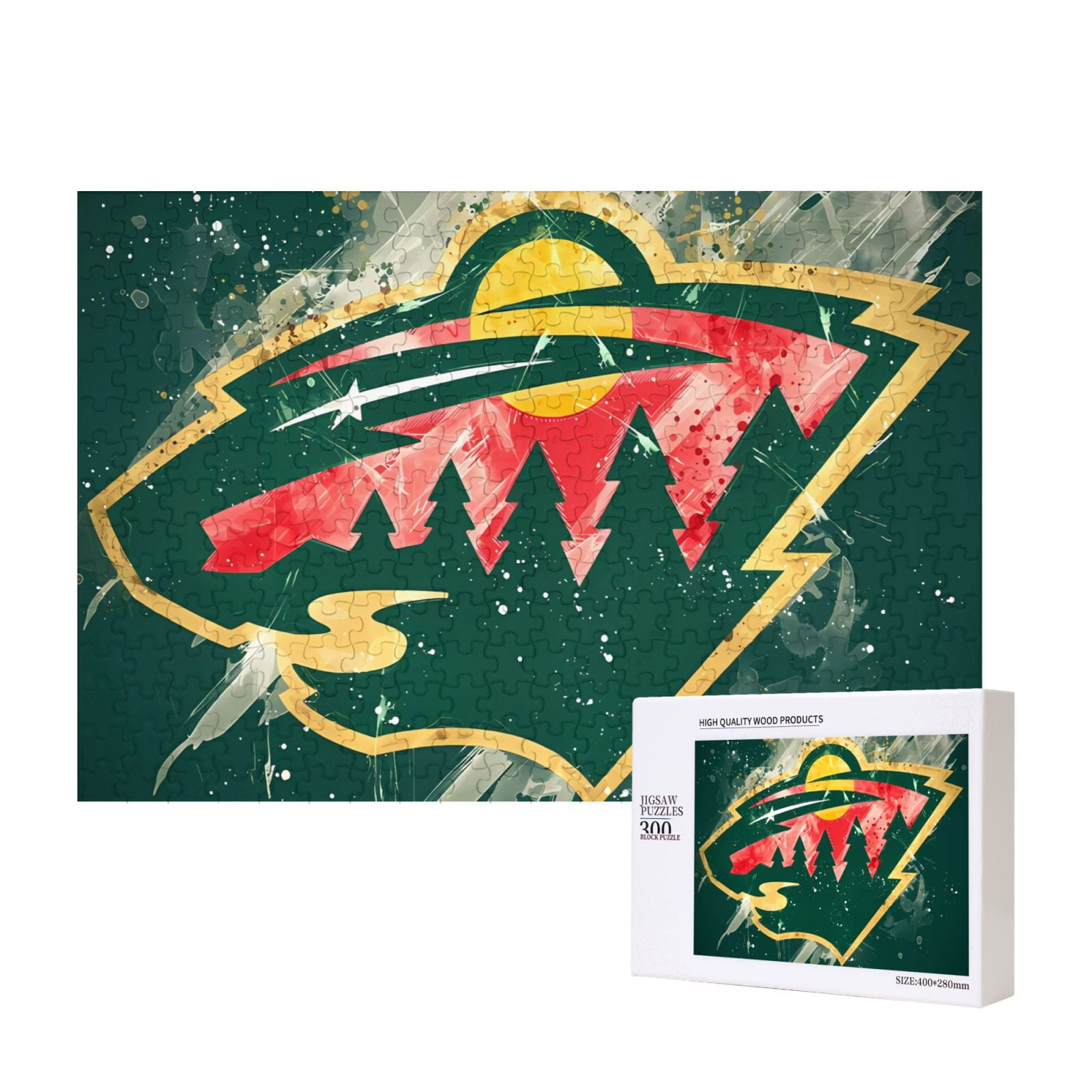 Minnesota_Wild Ice Hockey Team Custom 300 Piece Wooden Jigsaw Puzzle, a ...