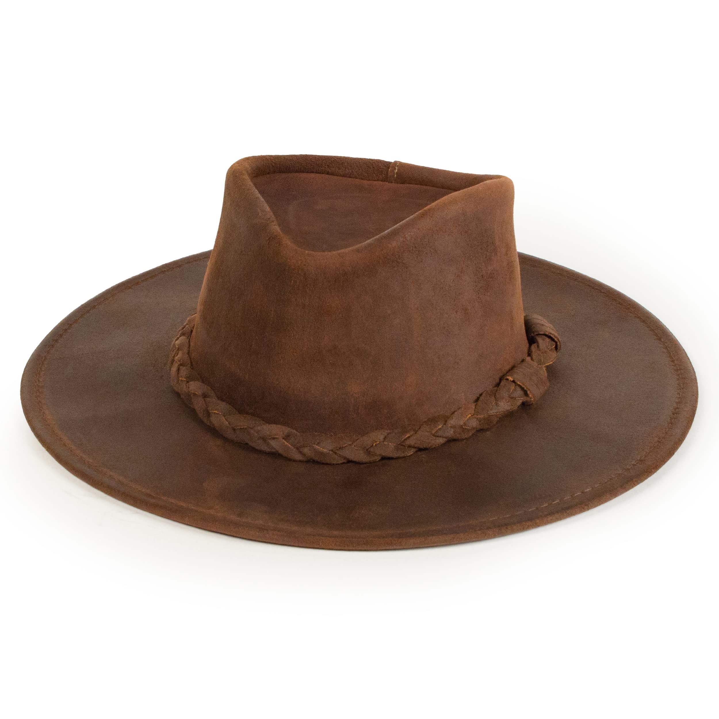 Minnetonka Outback Hat - Flat Brimmed Cowboy Hat for Men and Women Made ...