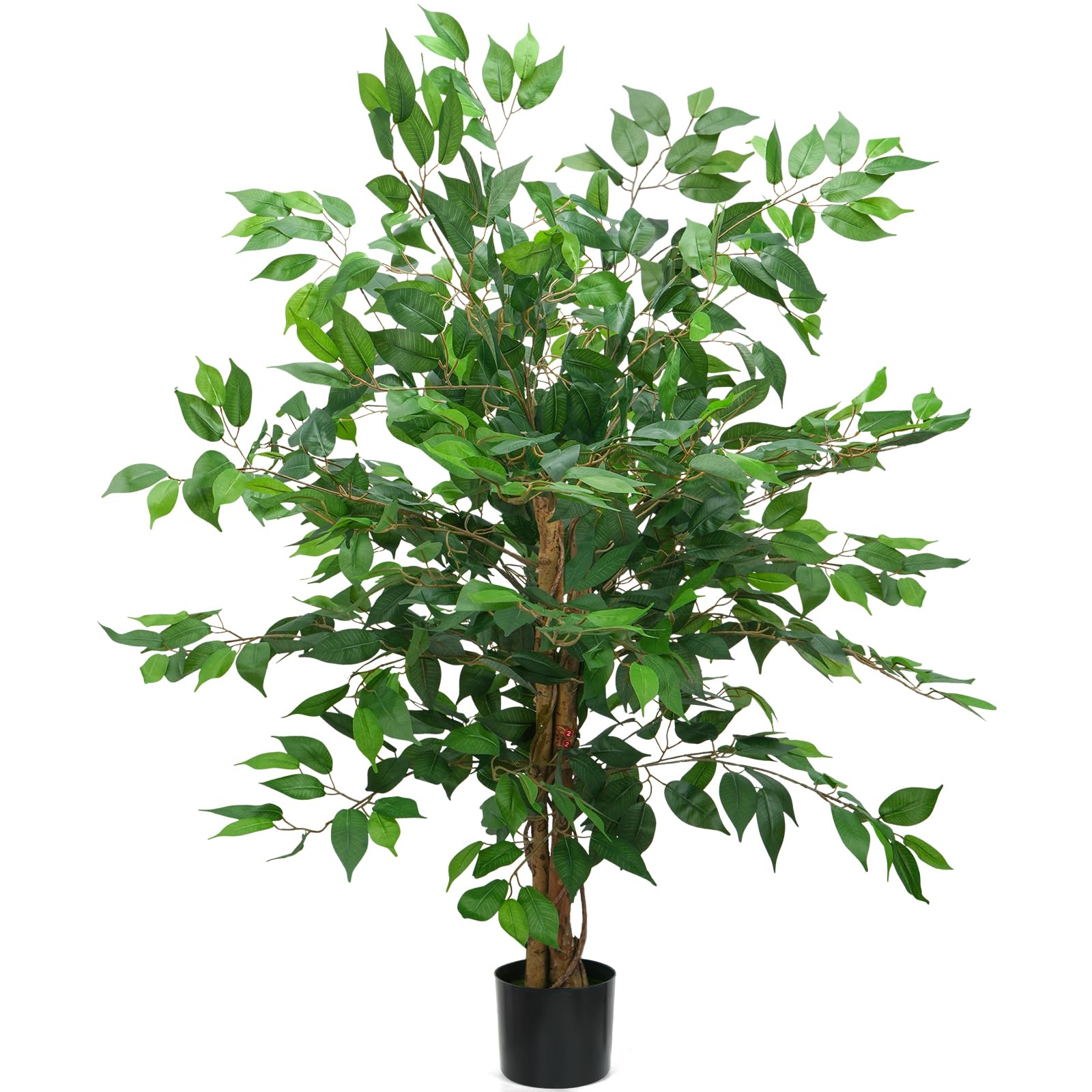 Minnhua 4ft Ficus Tree Artificial with Natural Trunk, Tall Faux Trees ...