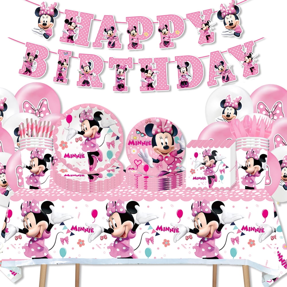 Minnie Birthday Party Supplies,Cartoons Theme Party Decoration Set ...