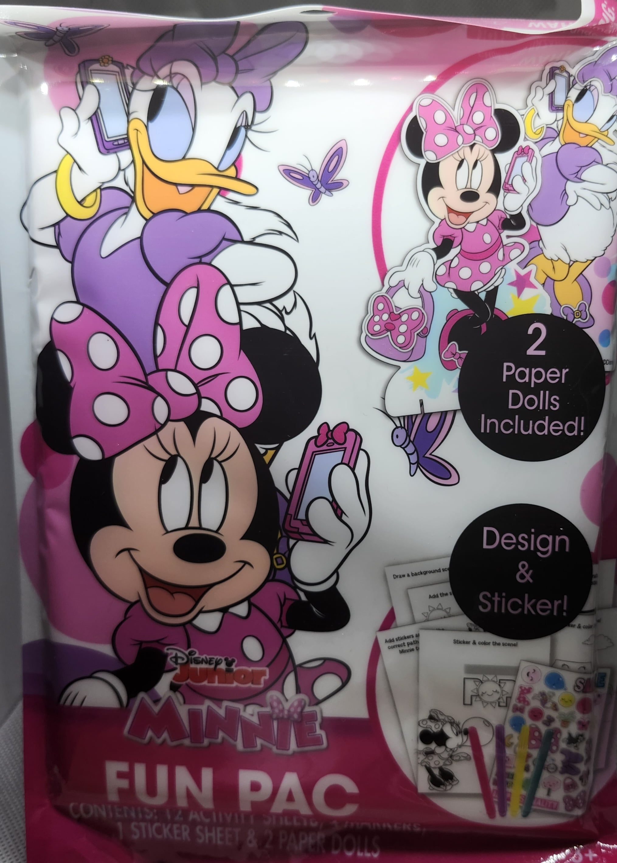 Minnie Fun Pack 12 activities sheet Design | Sticker | 2 Paper Dolls ...