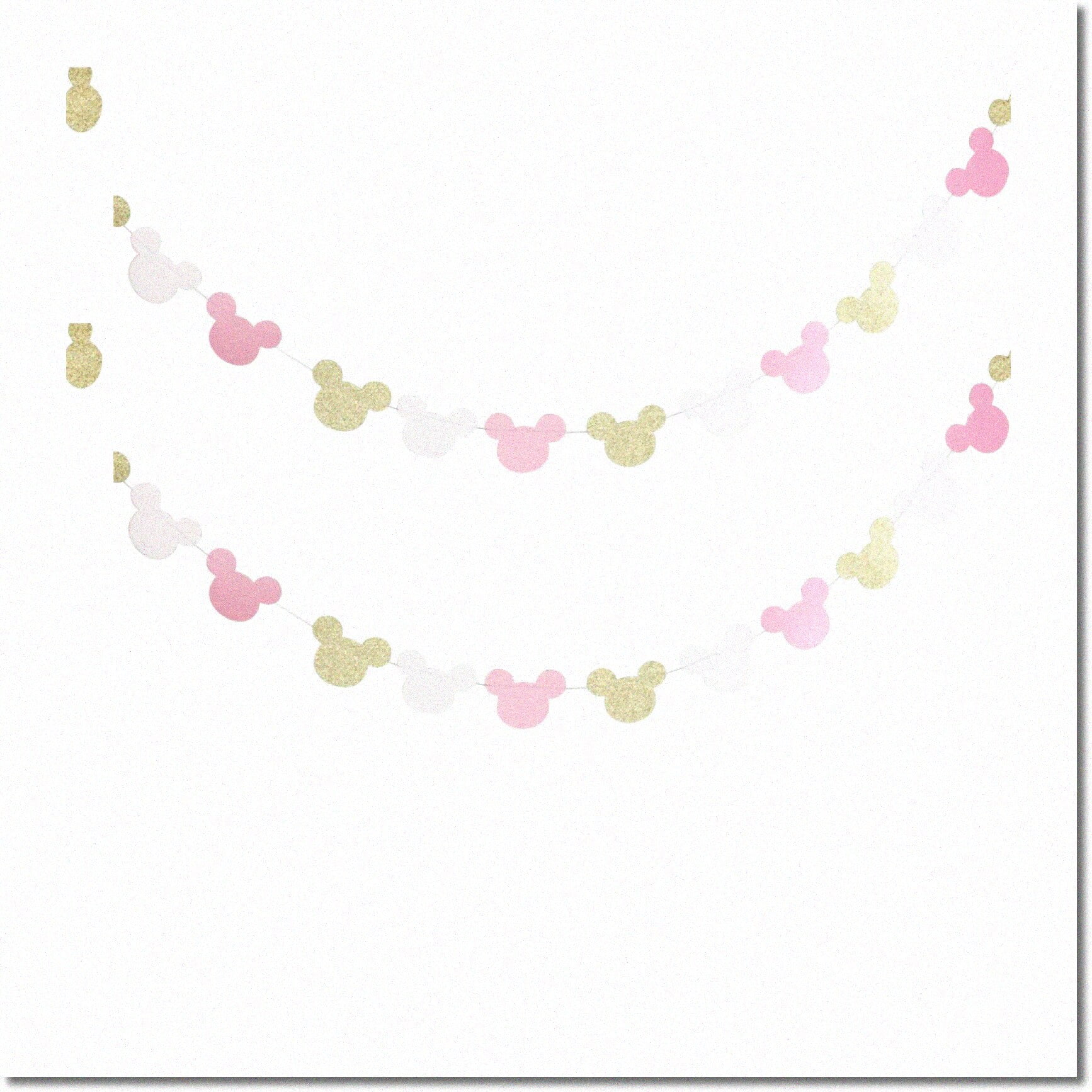 Minnie Magic: 6.5ft Pink & Gold Glitter Mouse Garland - Perfect Baby ...