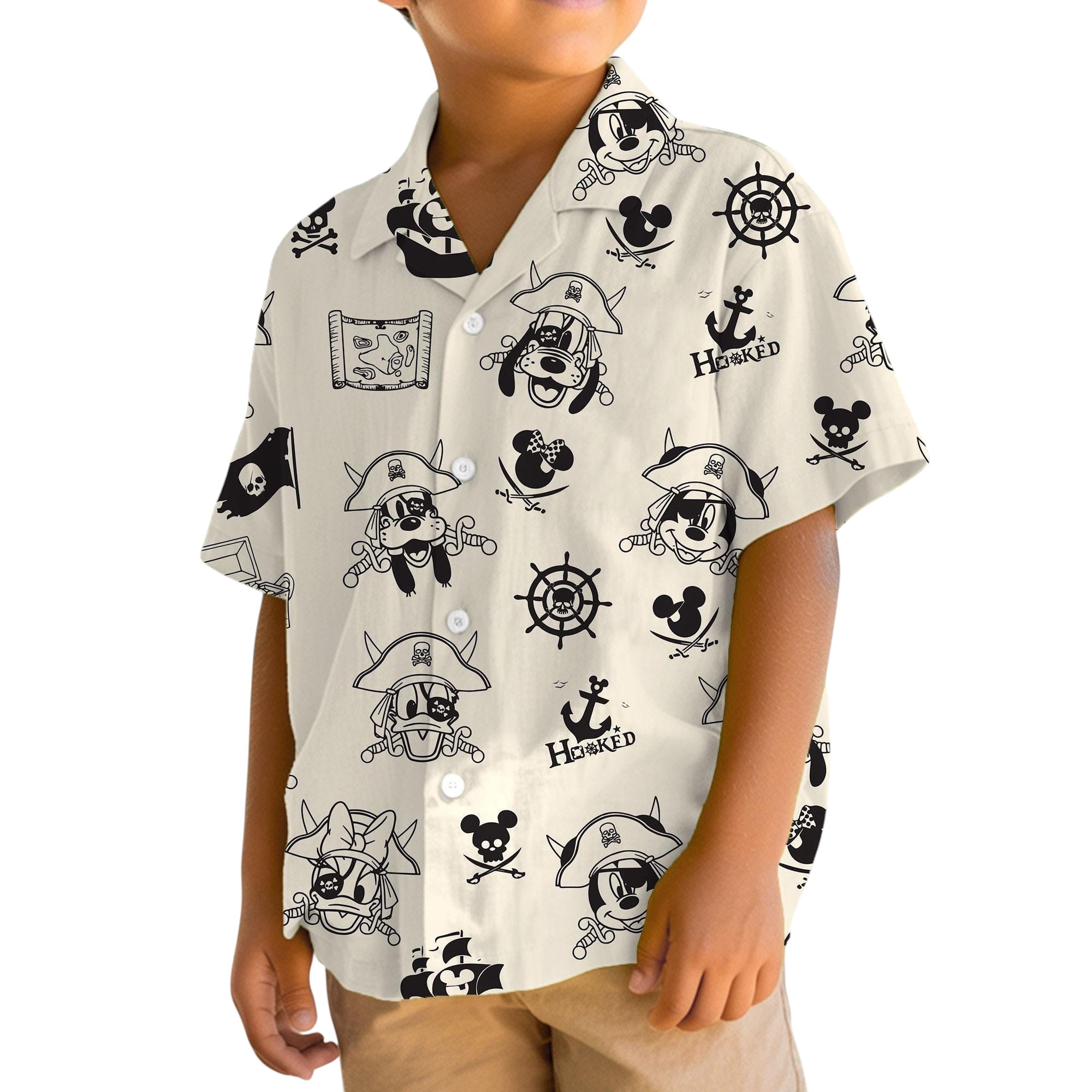 Minnie Mickey Donald Pluto Daisy Pirate Hawaiian Shirt, Disney Button ...