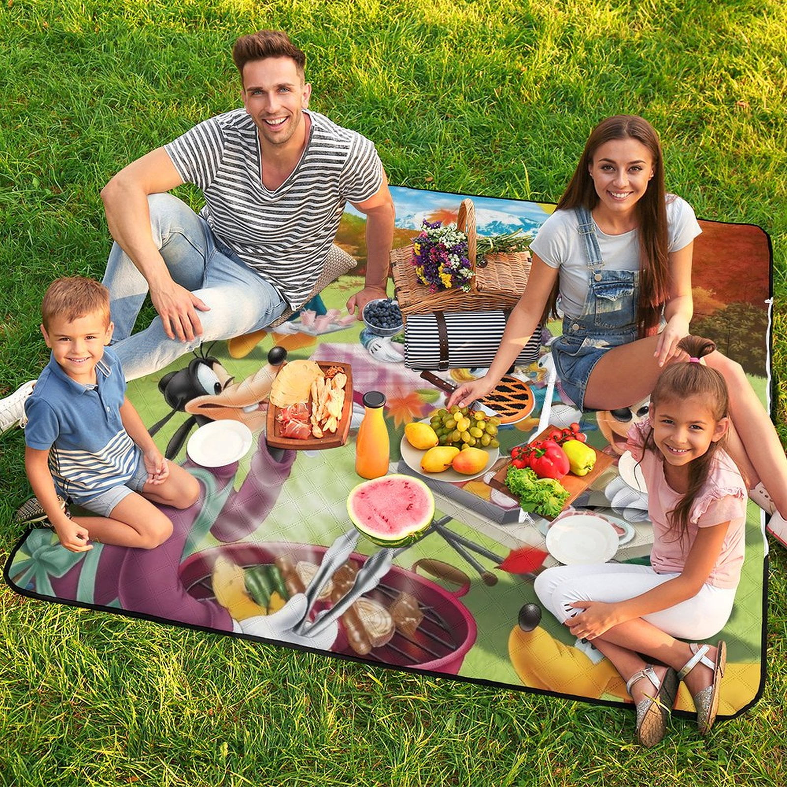Minnie, Mickey Mouse, Daisy, Donald, Goofy Picnic Picnic Blankets Extra ...