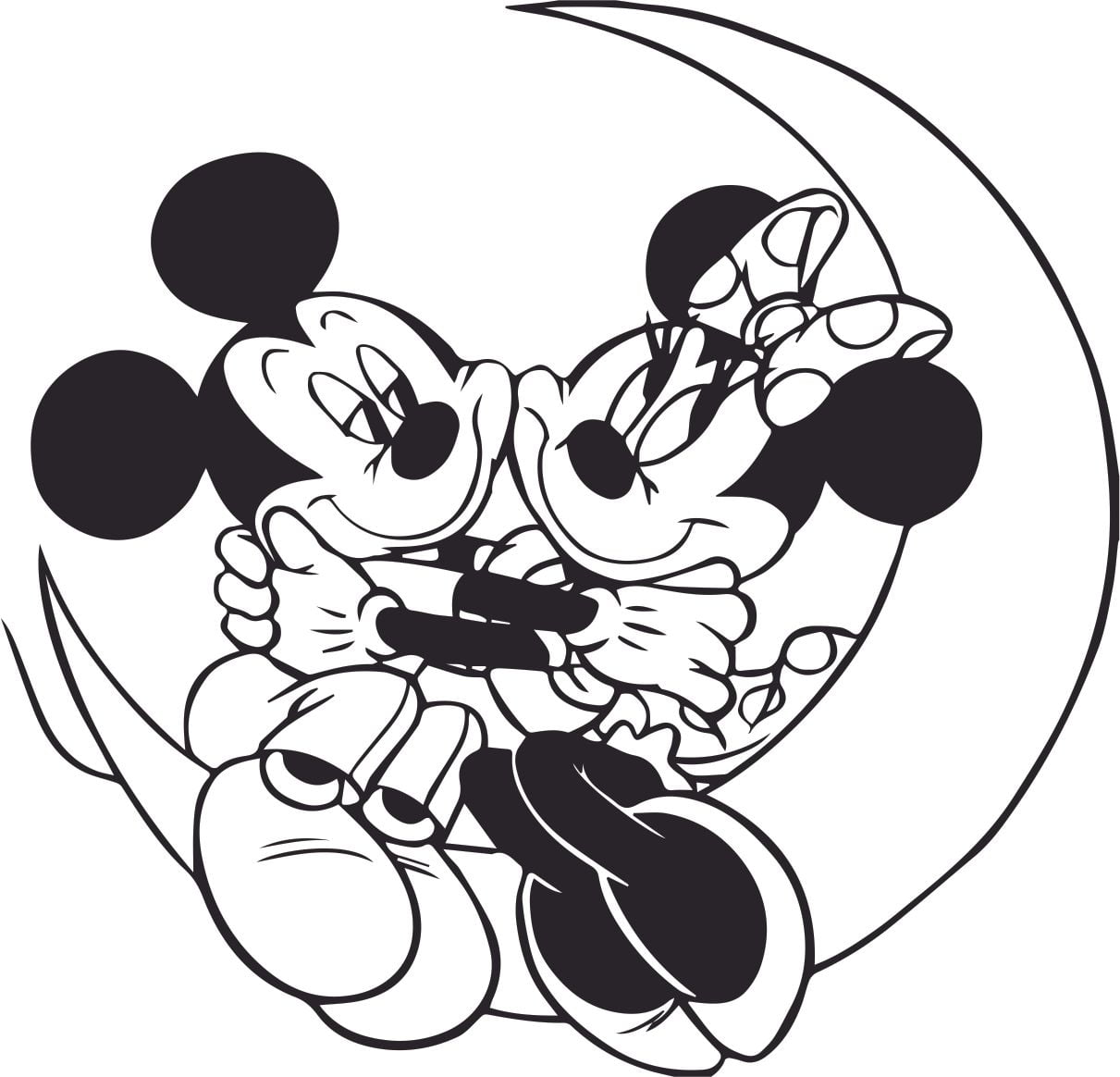 and Minnie Moon Sitting Customized Name Wall Decal - Custom Vinyl Wall ...