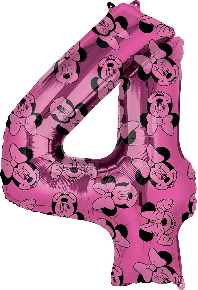 Minnie Mouse 4th #4 Fourth Birthday Forever Pink and Black 34" Mylar ...