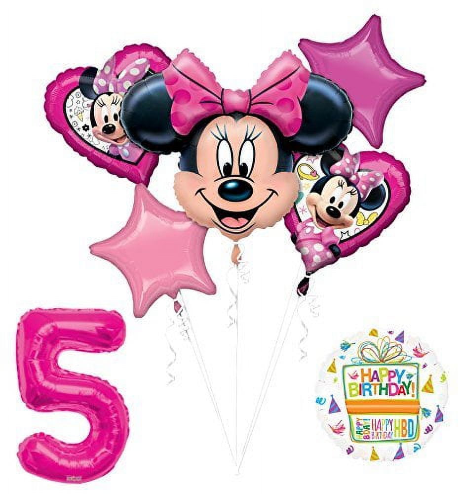 Minnie Mouse 5th Birthday Party Supplies Balloon Bouquet Decorations ...