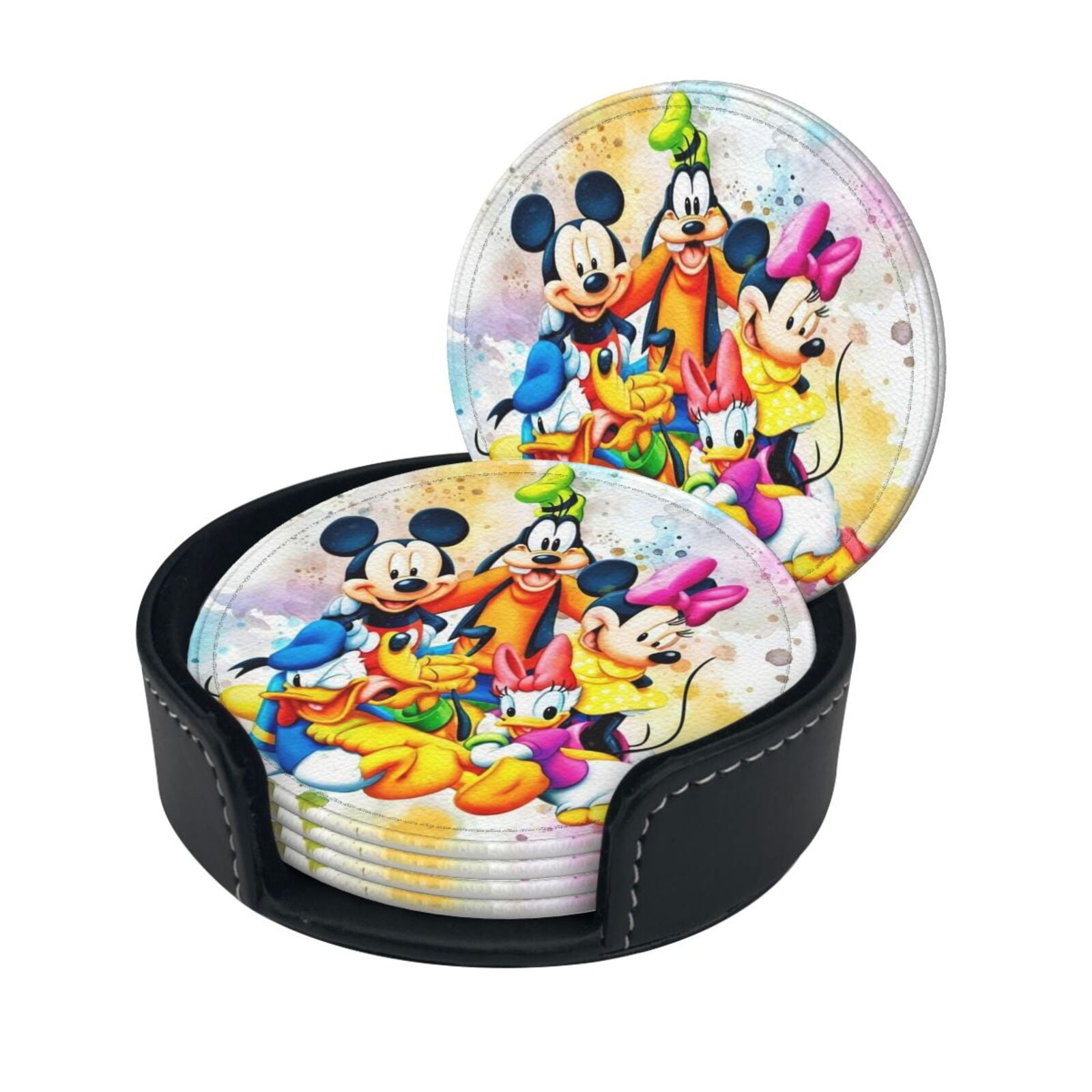 Minnie Mouse Anime Funny Coasters,6 Pcs Leather Coasters That Protect ...