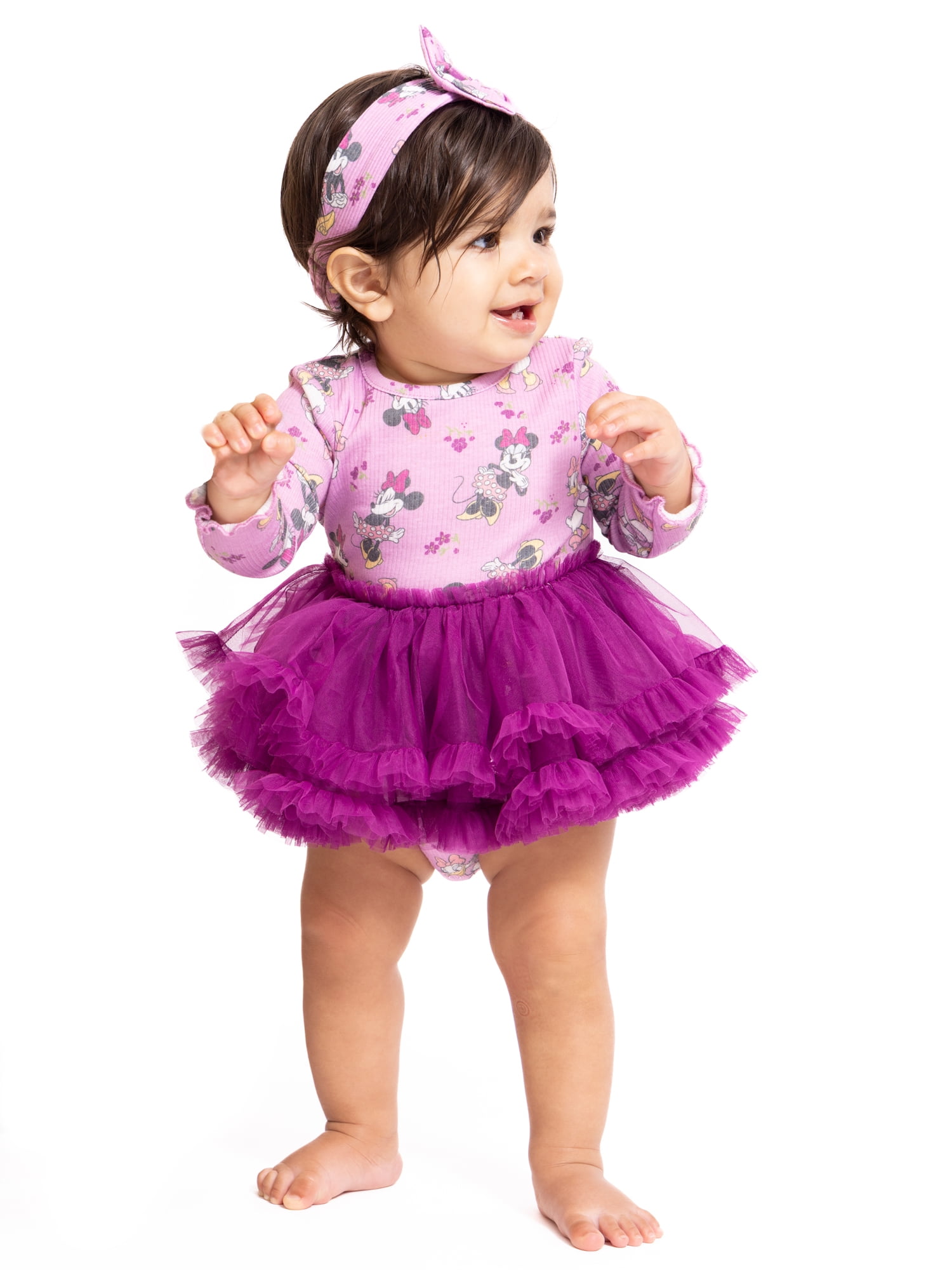 Minnie Mouse Baby Girls Tutu Dress Bodysuit with Matching Headband Set ...