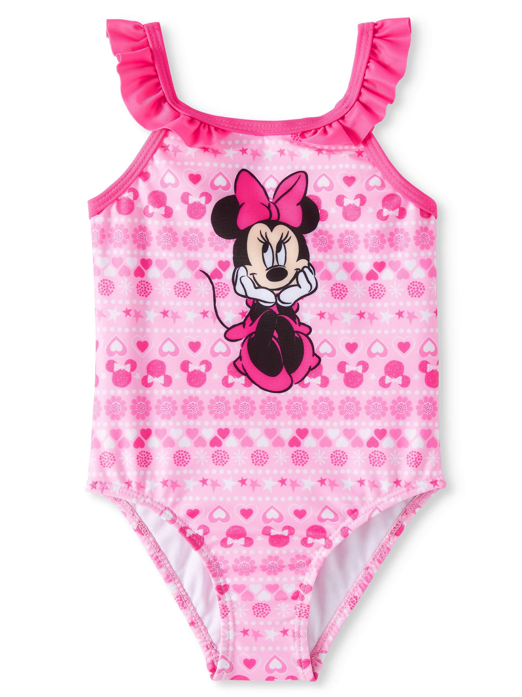 Minnie Mouse Baby Girl One-Piece Ruffle Swimsuit - Walmart.com