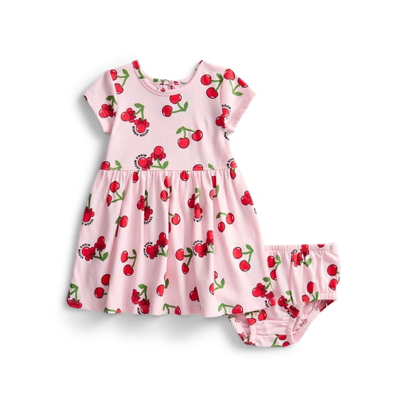 Minnie Mouse Baby Girl Allover Print Dress with Short Sleeves and ...