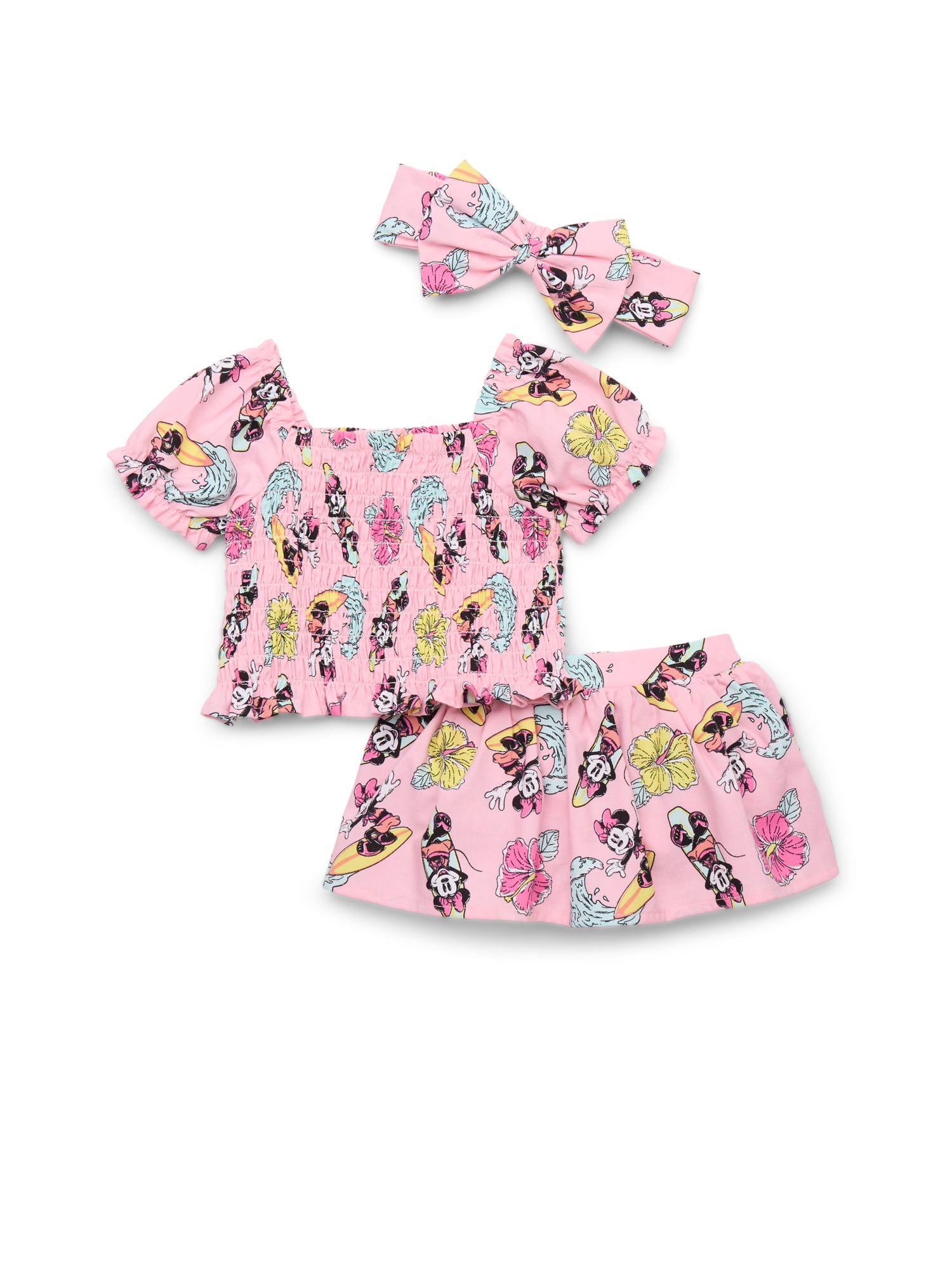 Minnie Mouse Baby Girls Resort Top and Skirt with Headband Set, 3-Piece ...