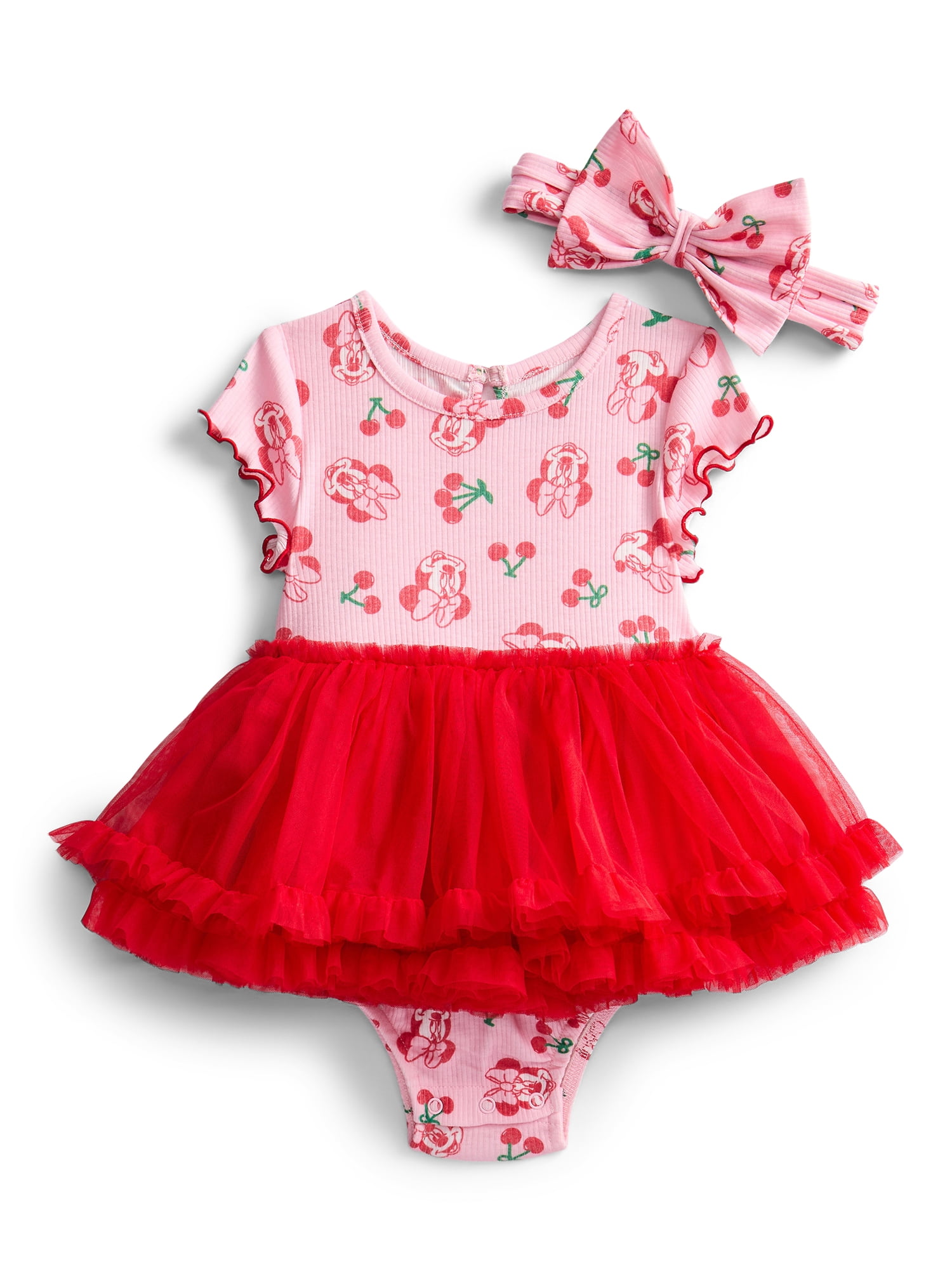 Minnie Mouse Baby Girls Tutu Dress Bodysuit and Matching Headband, 2 ...