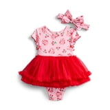 Minnie Mouse Baby Girls Tutu Dress Bodysuit and Matching Headband, 2 ...