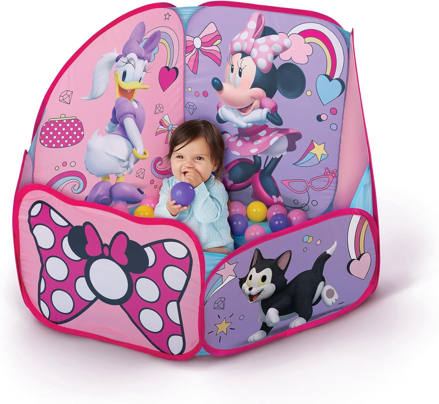 Minnie Mouse Ball Pit with 15 Soft Flex Balls Pop and Play Arena for ...