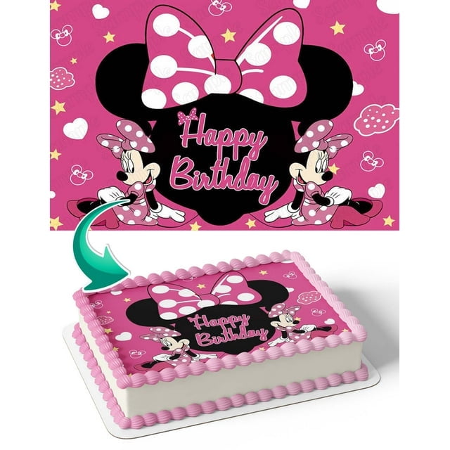 Minnie Mouse Birthday Edible Image Cake Topper For Half Sheet Cake By ...
