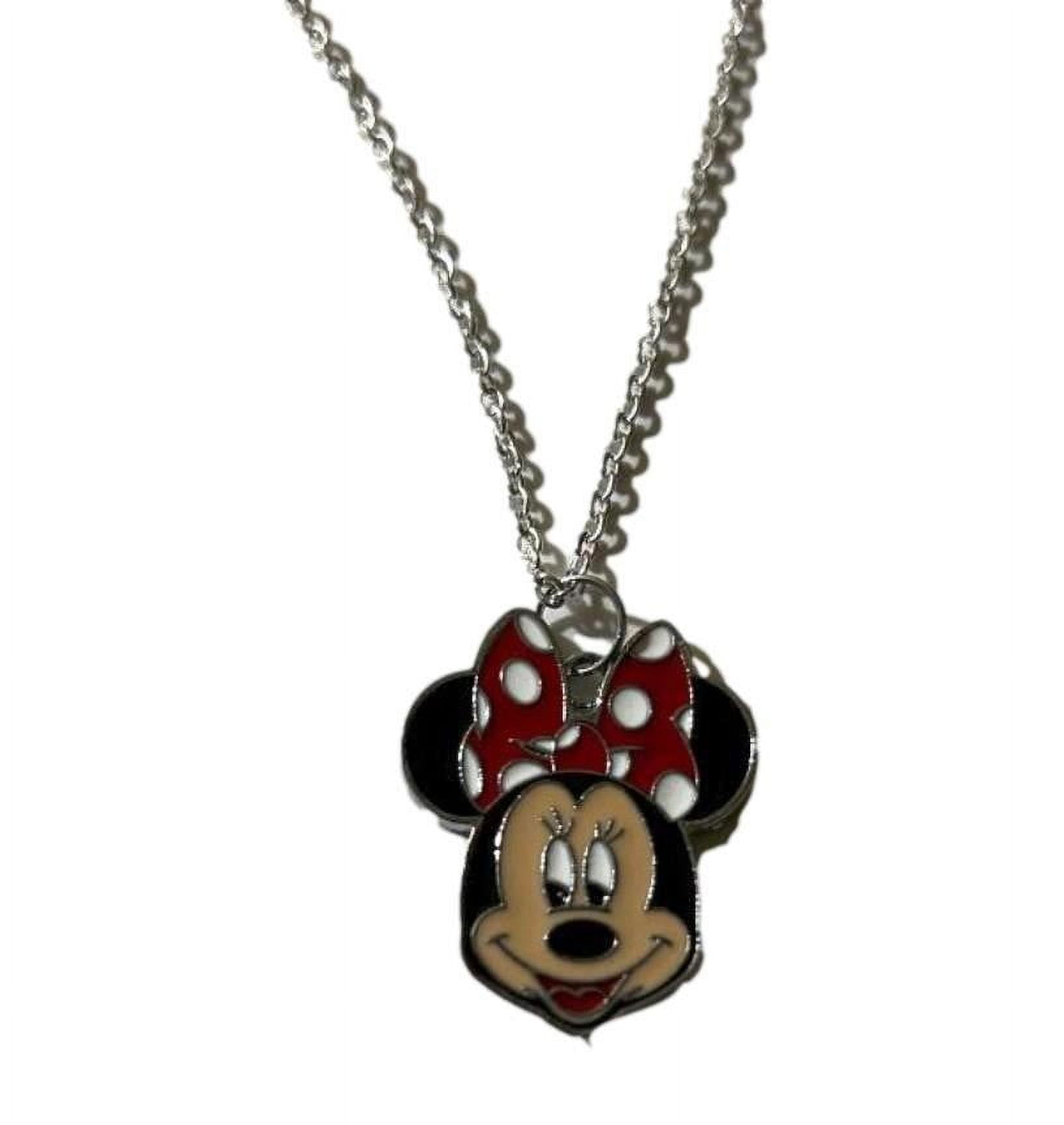 Minnie Mouse Cartoon Character Face Enamel Metal Pendant Necklace ...