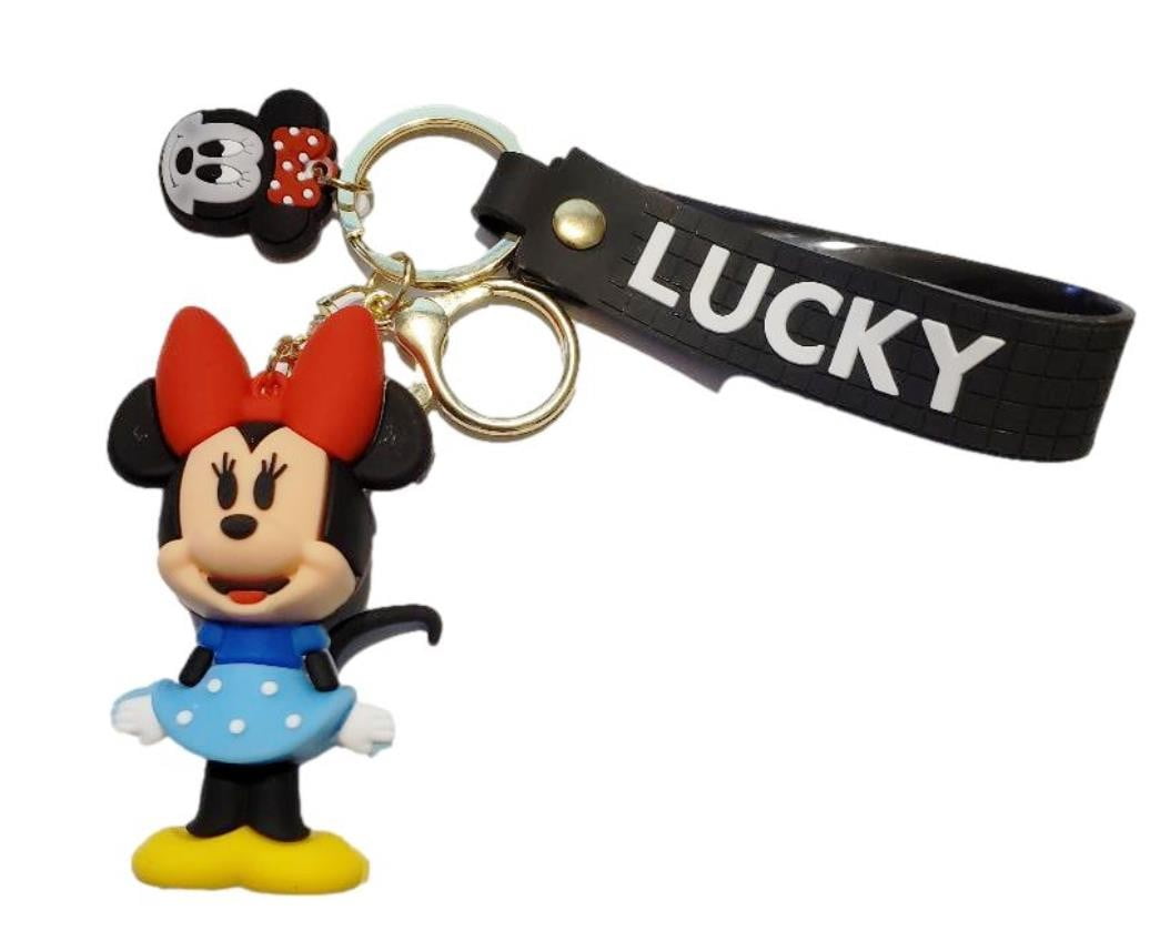 Minnie Mouse Cartoon Character Silicone 3D Charm Keychain Keyring ...