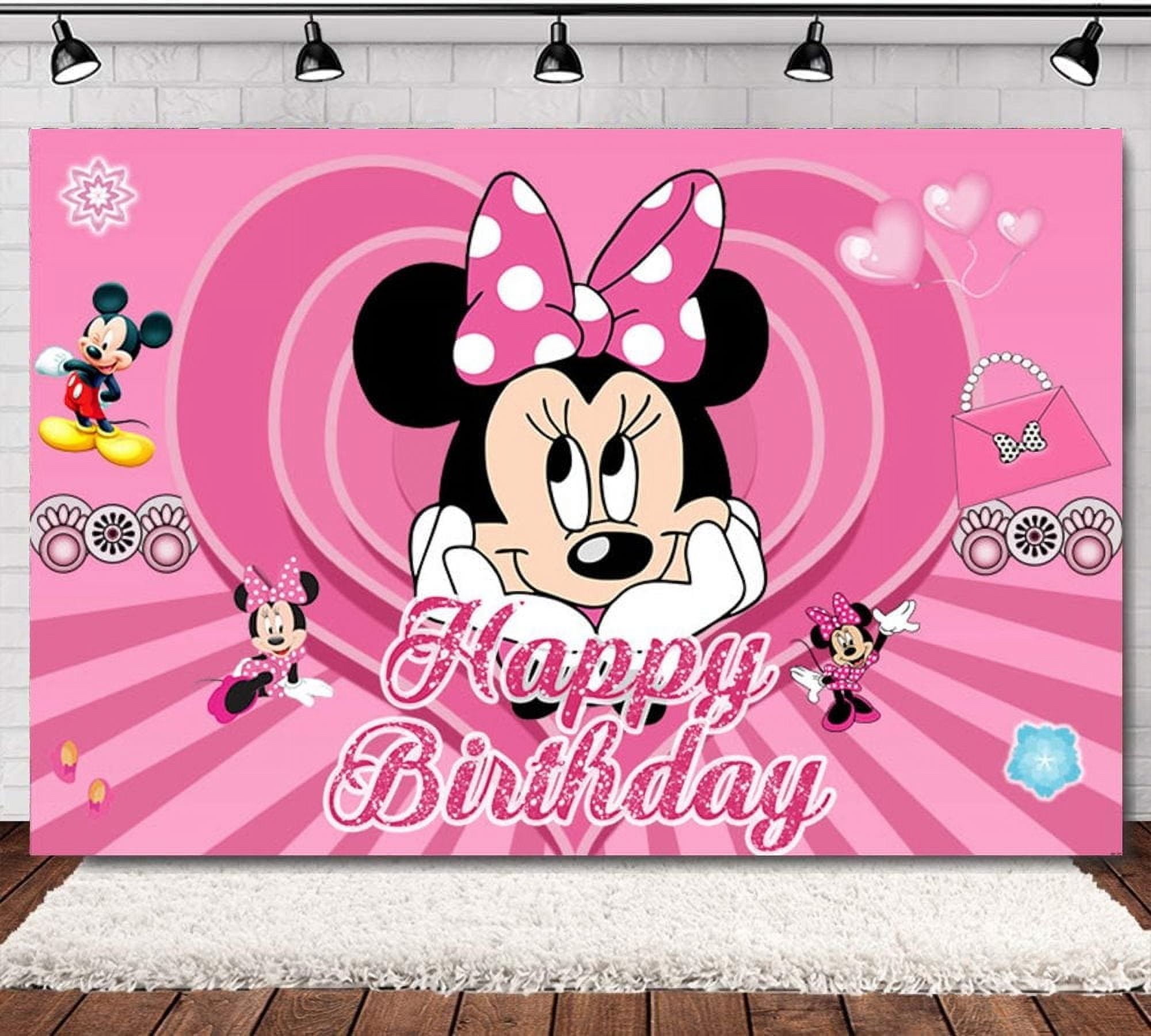 Minnie Cartoon Theme Birthday Flag Background Banner Children's Party ...