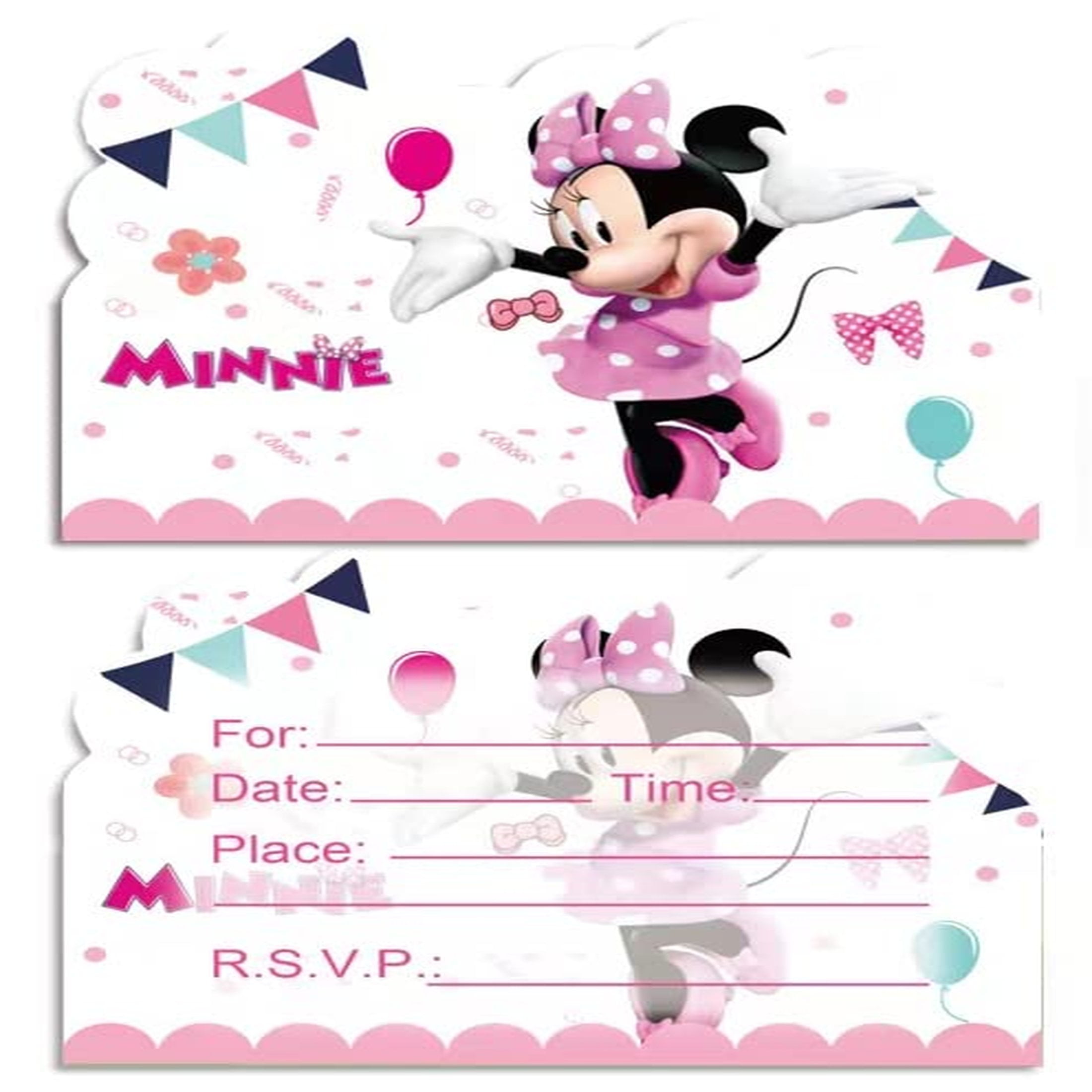 Minnie Mouse Celebration Invitations Set - 20 Fun and Colorful Birthday ...