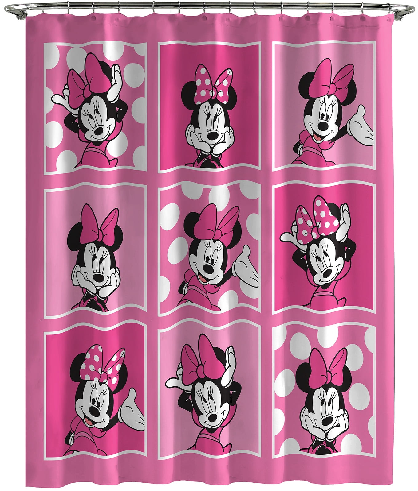 "Disney Minnie Mouse Cute Emotions Grid Kids Shower Curtain, 70""x 72 ...
