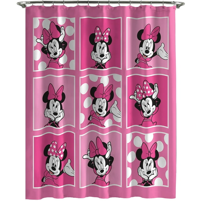 "Disney Minnie Mouse Cute Emotions Grid Kids Shower Curtain, 70""x 72 ...