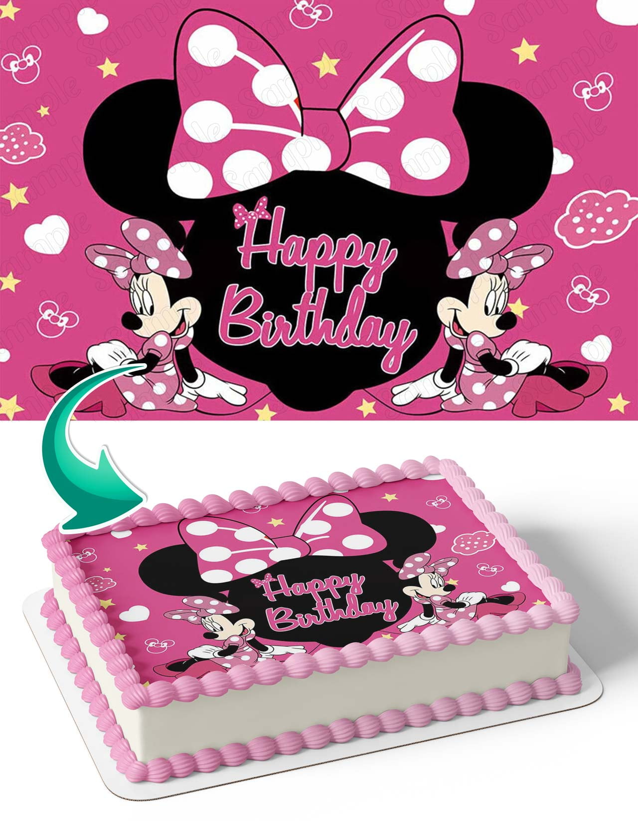 Minnie Mouse Edible Cake Image Topper for Birthday, by BirthdayJungle ...